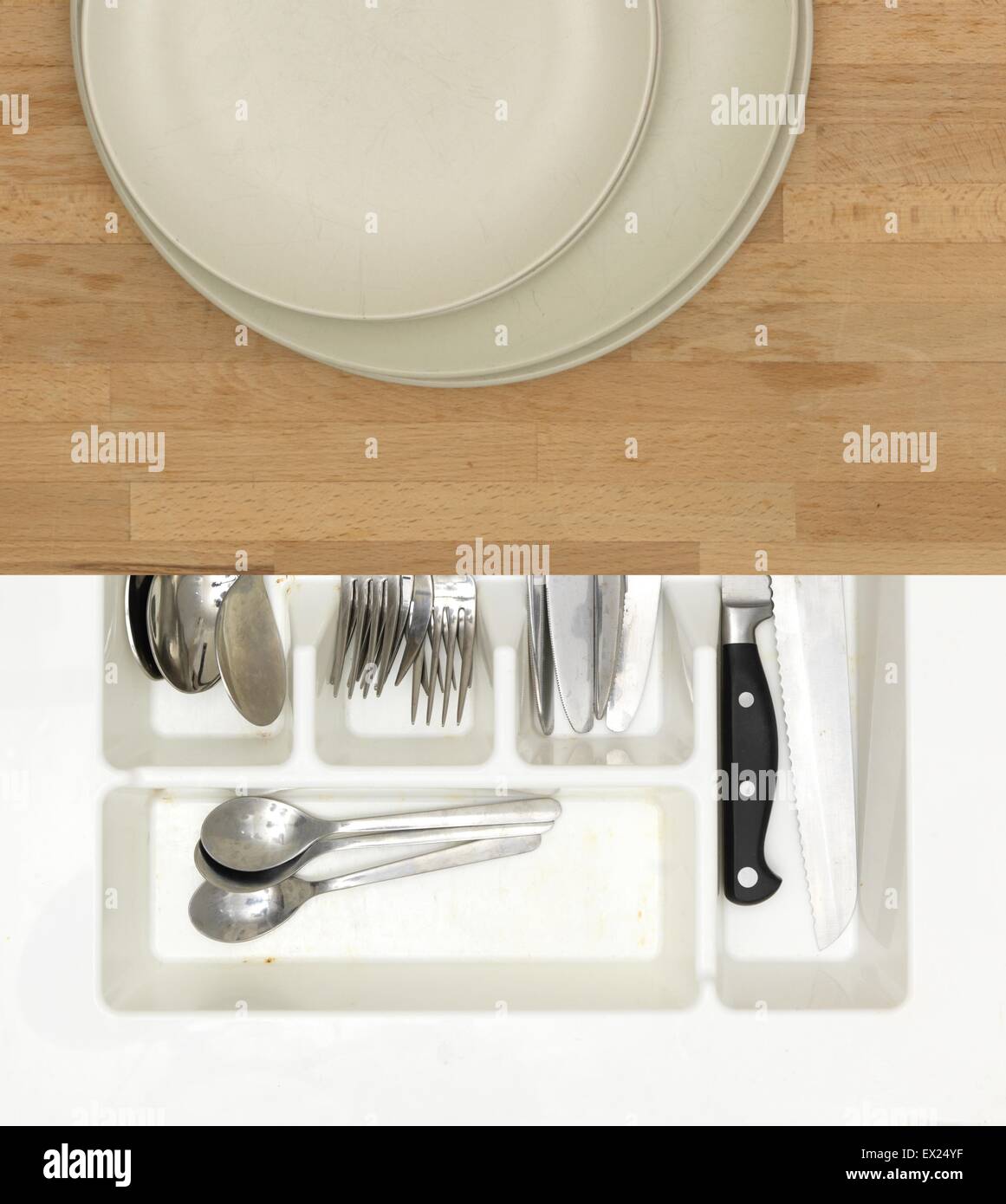 A close up shot a cutlery draw Stock Photo - Alamy