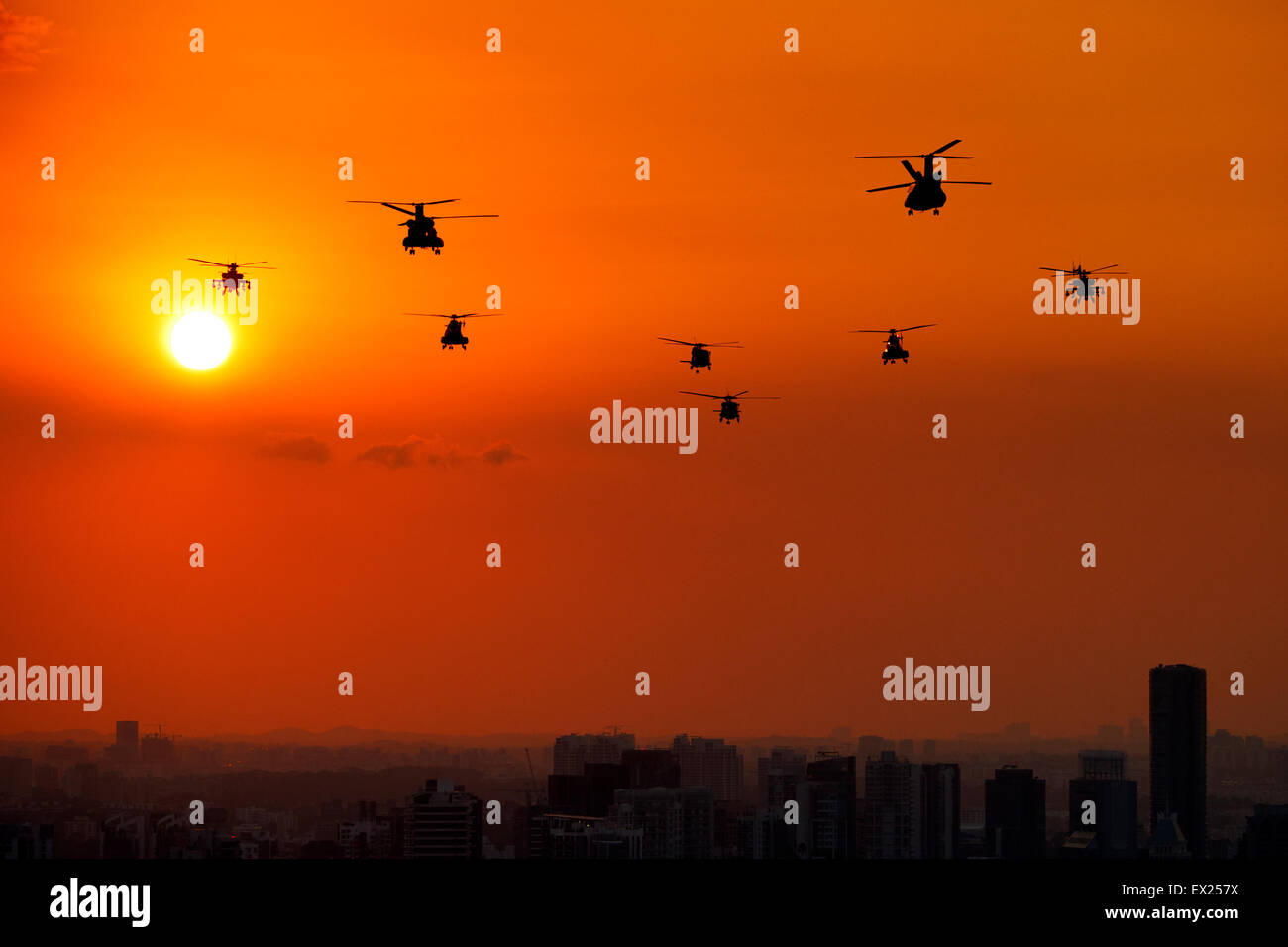SG50 National Day Parade (NDP) Helicopters Flypast Rehearsal during ...