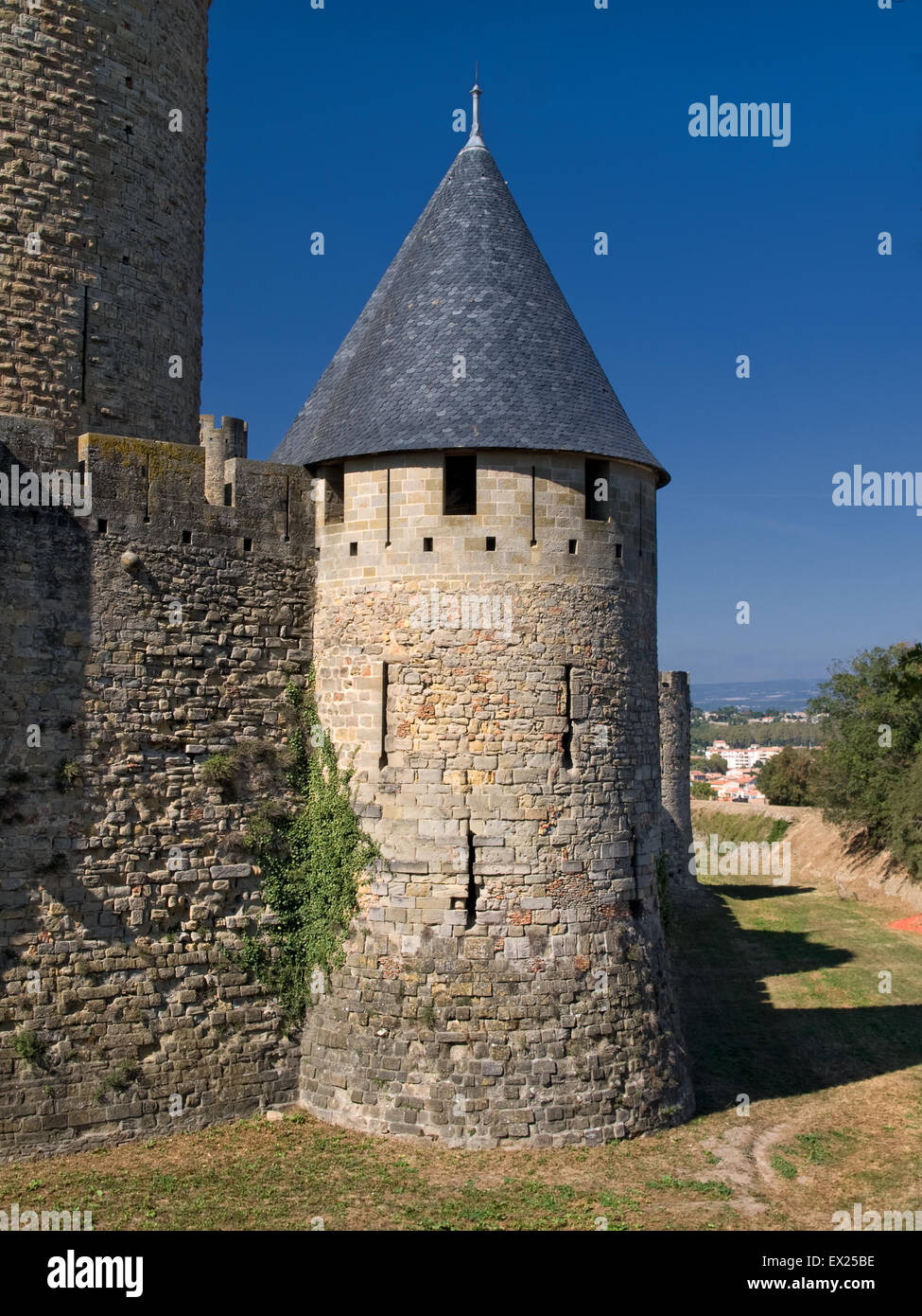 View of Comtal Castle. A medieval fortress in Carcassonne. Languedoc ...