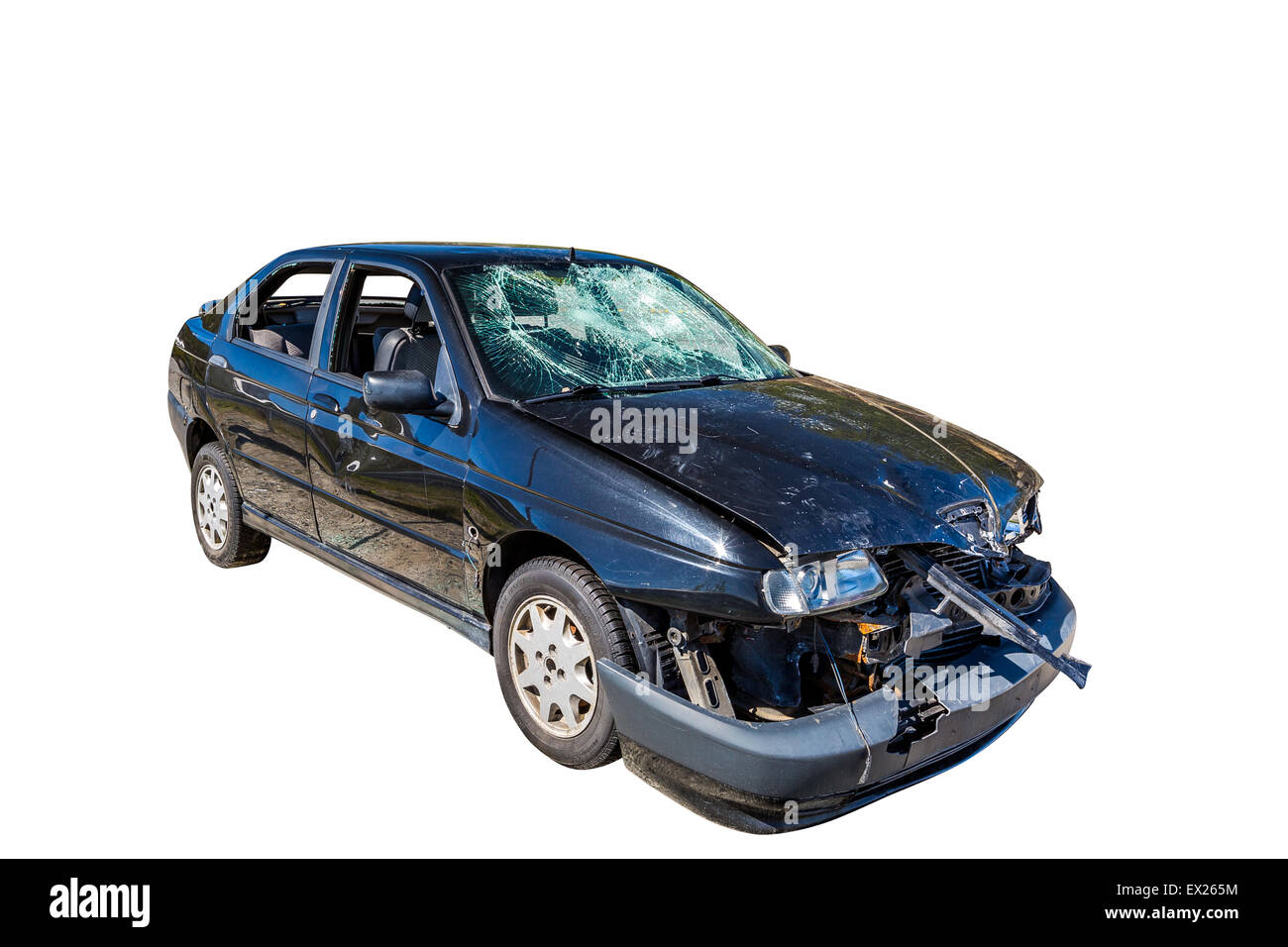 Smashed Car White Background