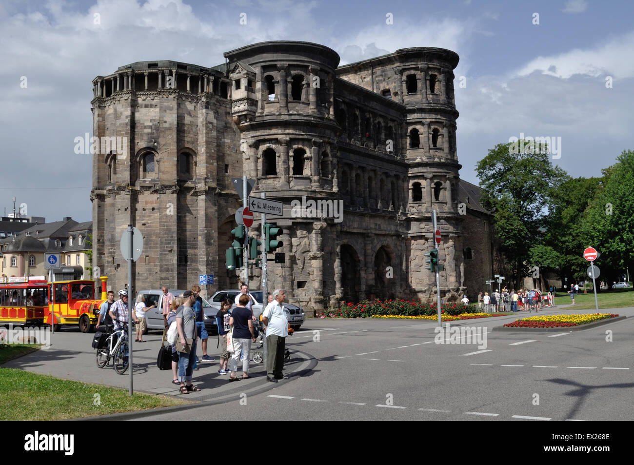 The Porta Nigra, an ancient Roman gate in Trier, Germany, viewed from ...
