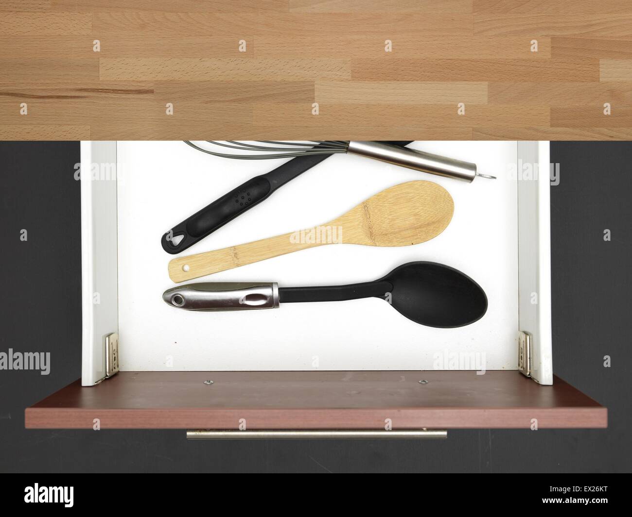 A close up shot a cutlery draw Stock Photo - Alamy