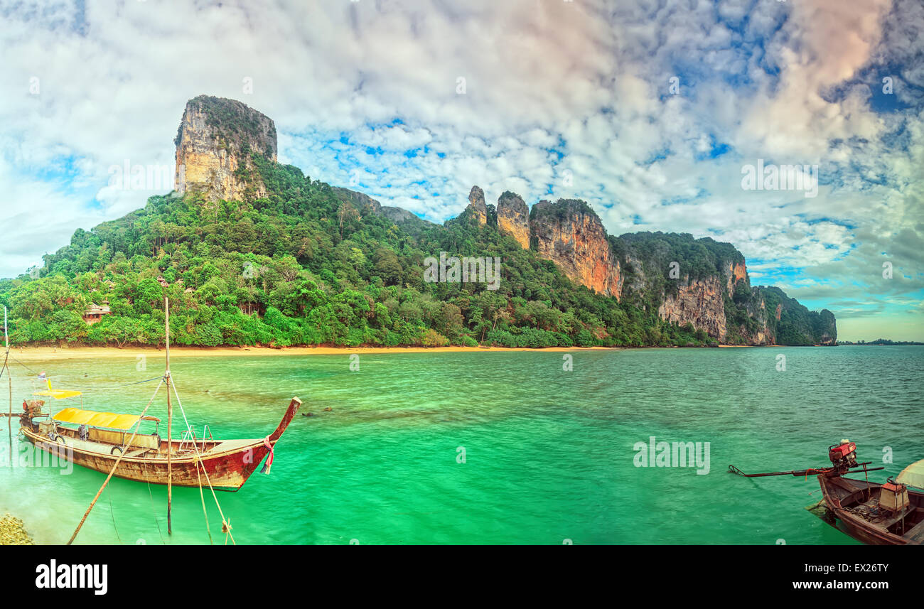 Panorama of the east Railay beach Stock Photo - Alamy