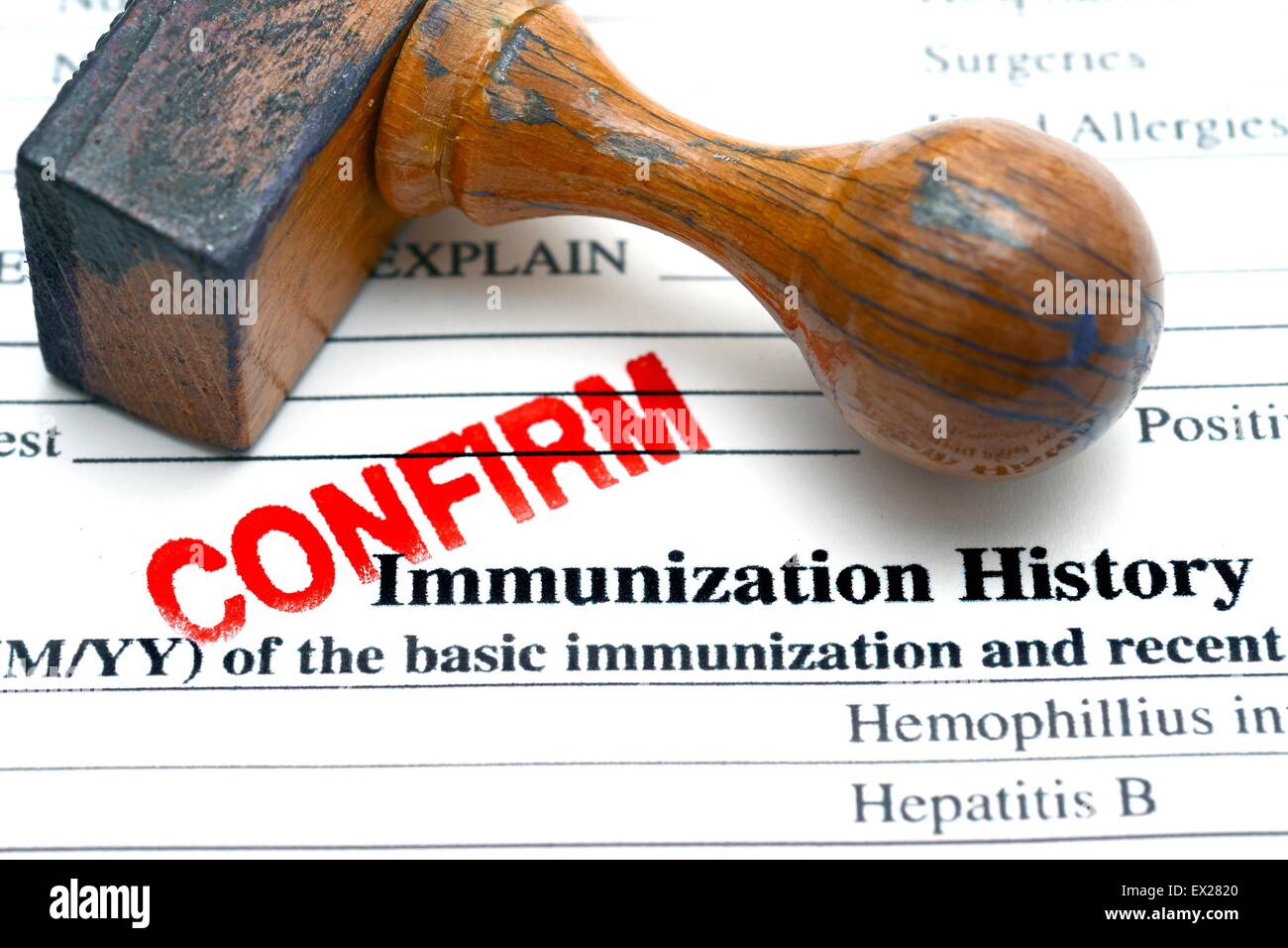 Immunization history confirm Stock Photo - Alamy