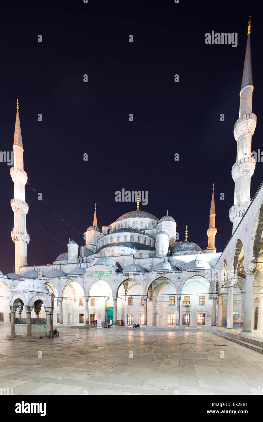 Turkey, Istanbul, the inner courtyard of the Sultan Ahmed Mosque ...
