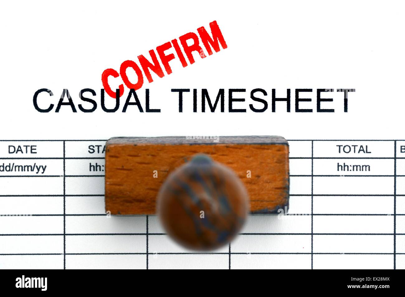 Casual timesheet confirm Stock Photo - Alamy
