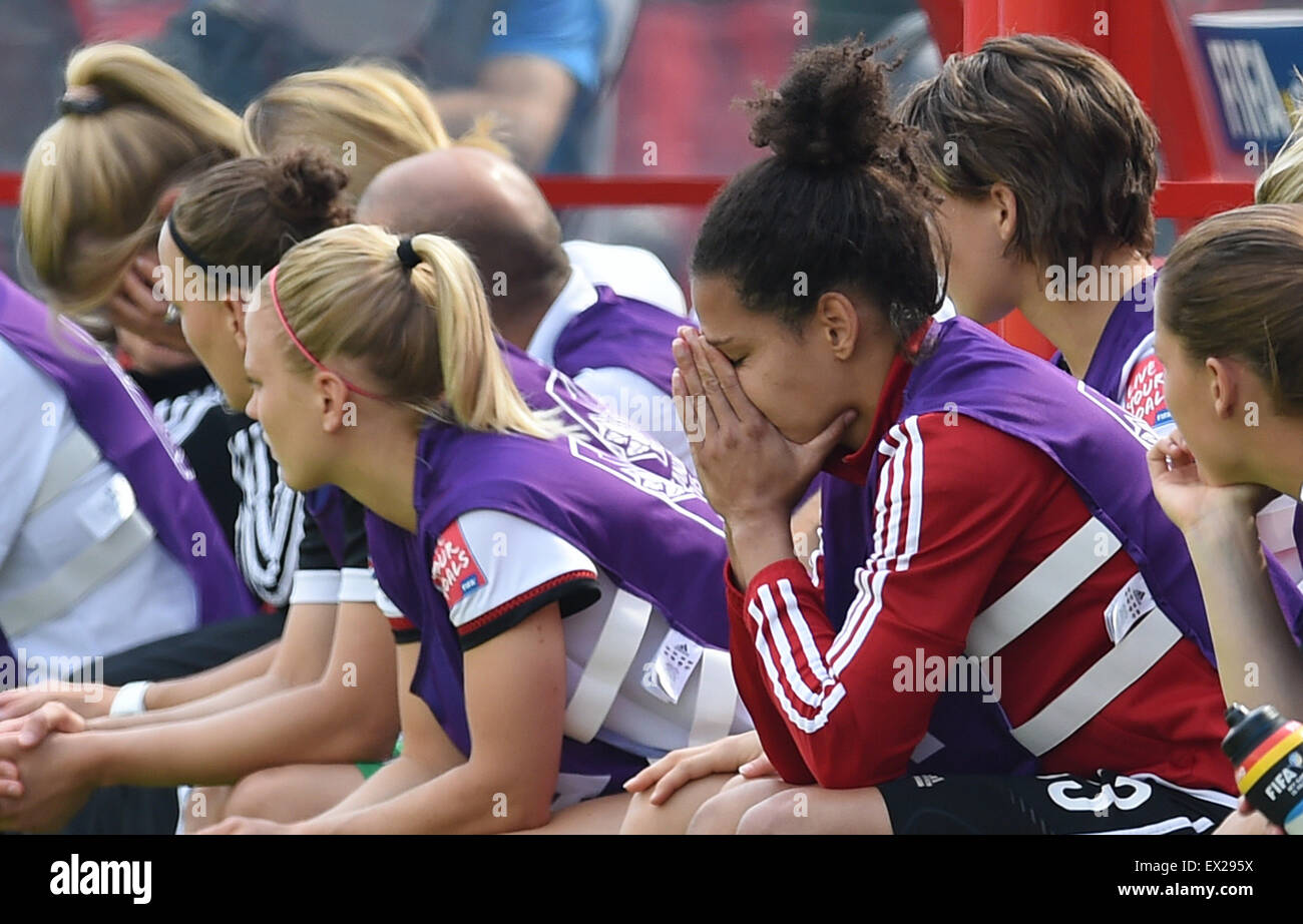 Edmonton, Canada. 04th July, 2015. Germany's Celia Sasic (C) can't look ...