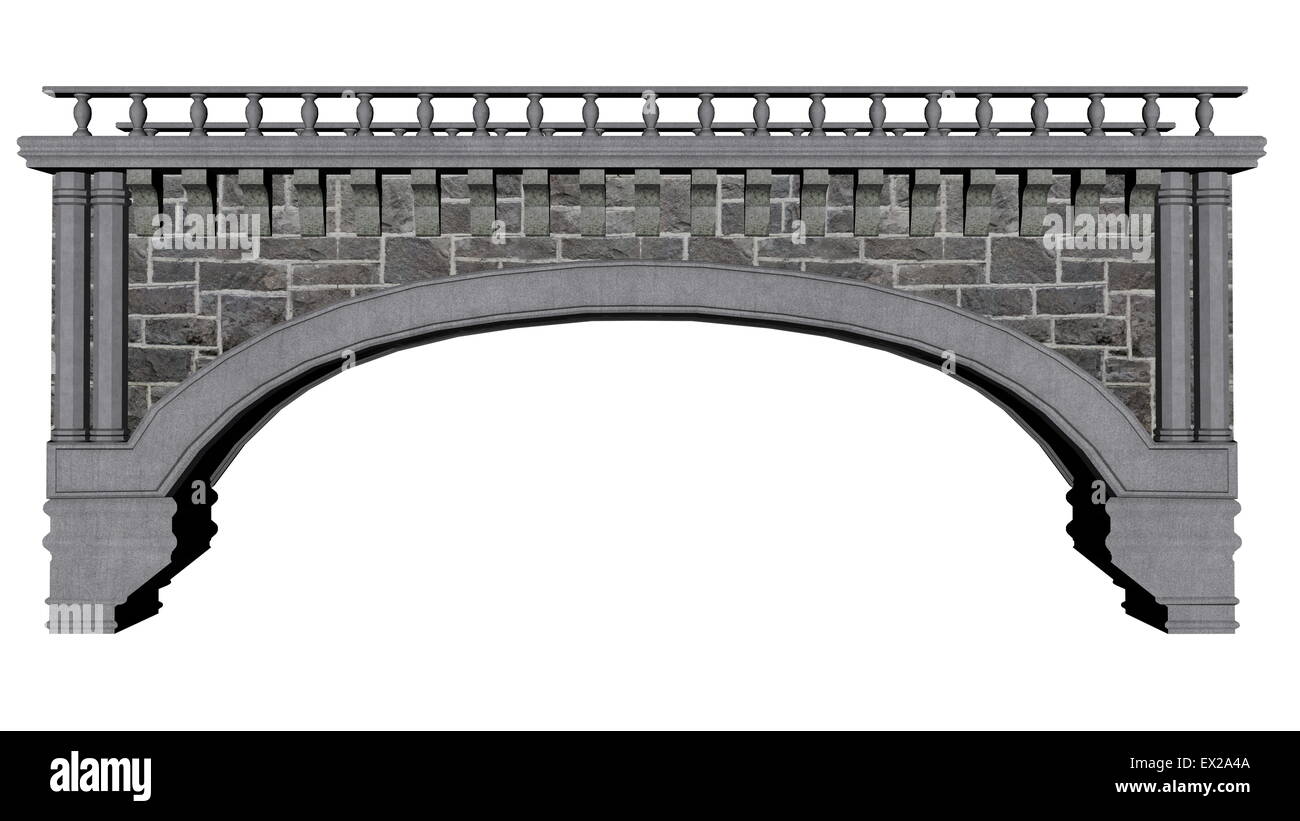 Ancient bridge isolated in white background - 3D render Stock Photo - Alamy