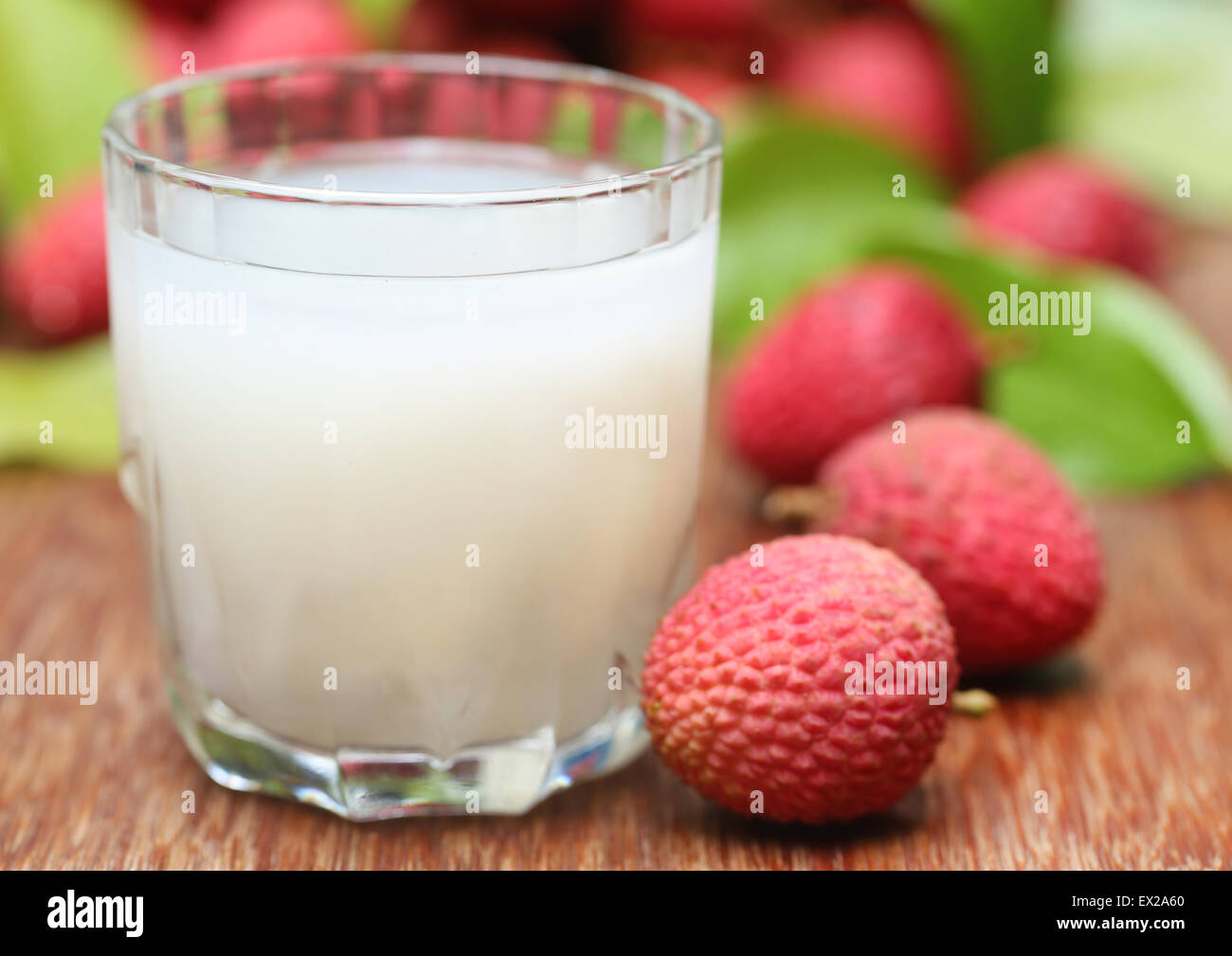 Closeup of fresh lychee juice with fruits Stock Photo - Alamy