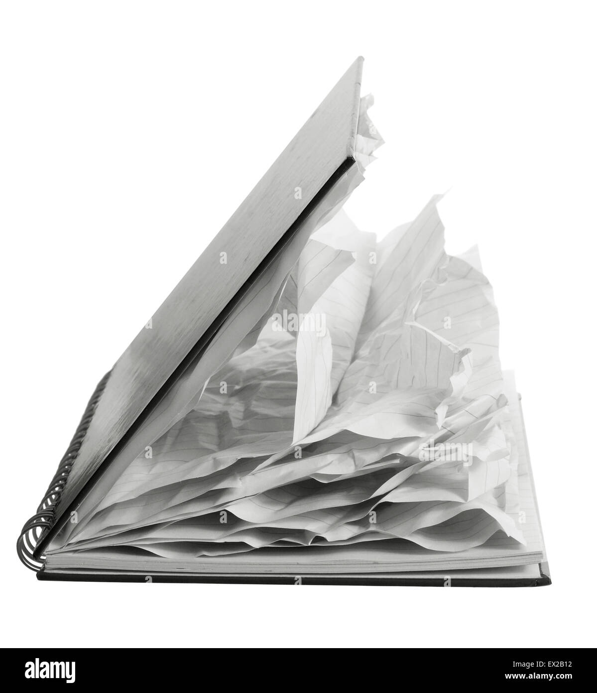 Notebook with Crumpled Pages Stock Photo - Alamy
