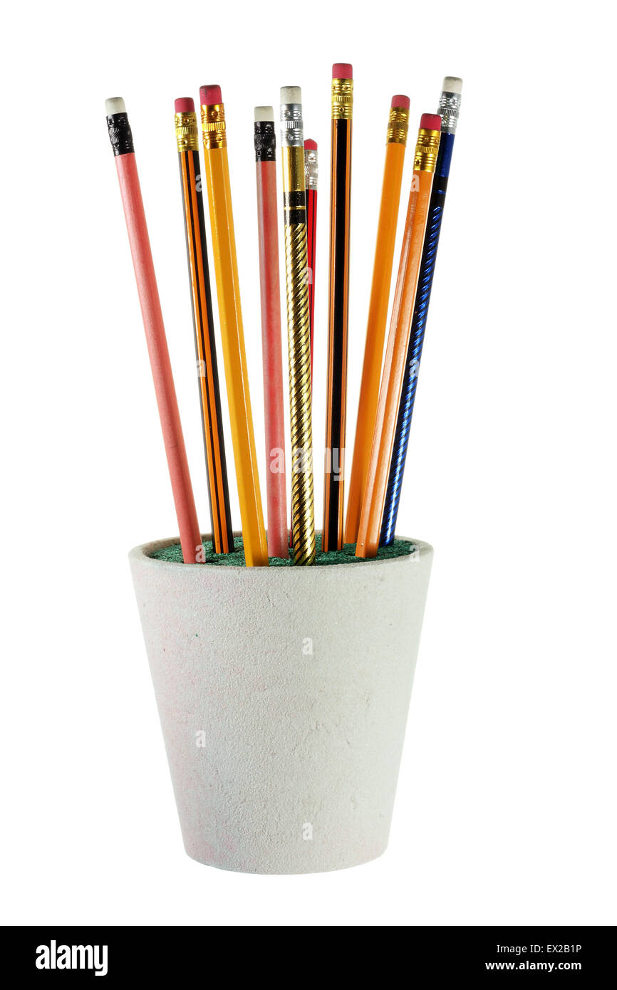 Flower Pot with Pencils Stock Photo - Alamy