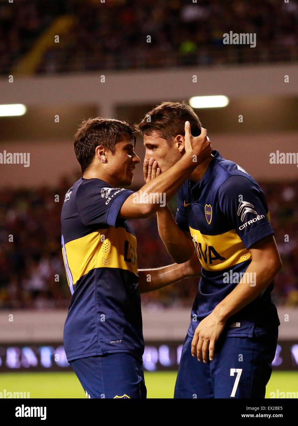 San Jose, Costa Rica. 4th July, 2015. Marcelo Meli (L) and Jonathan ...