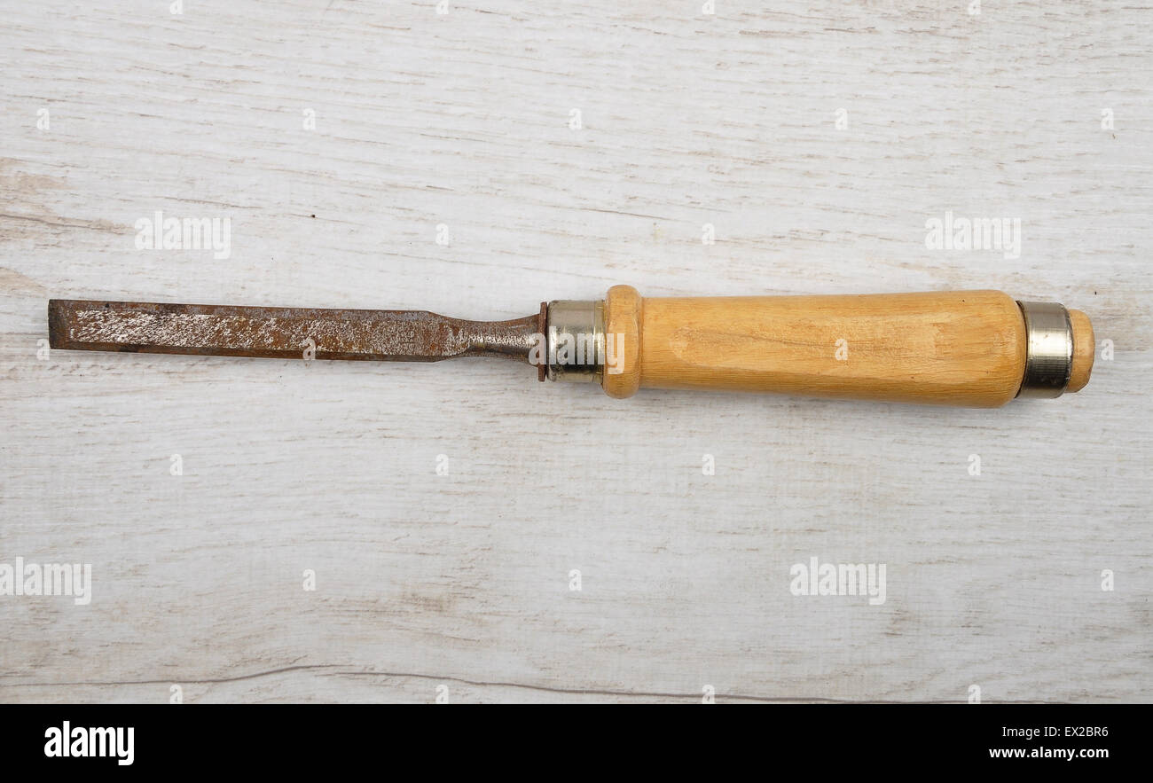 CHisel on wood Stock Photo - Alamy