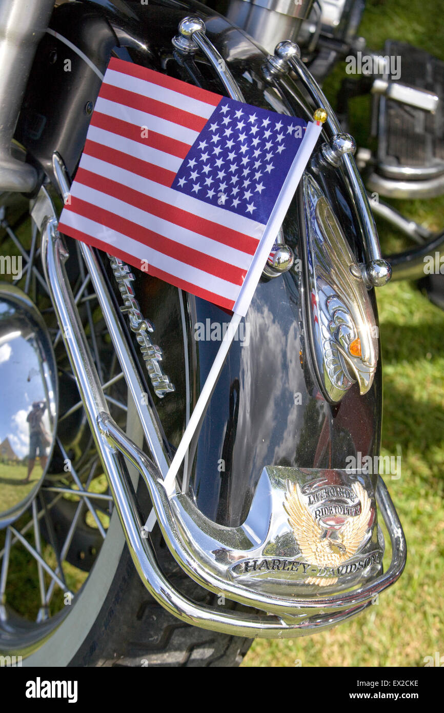 Flag of the United states of American on a Harley Davidson motorcycle ...