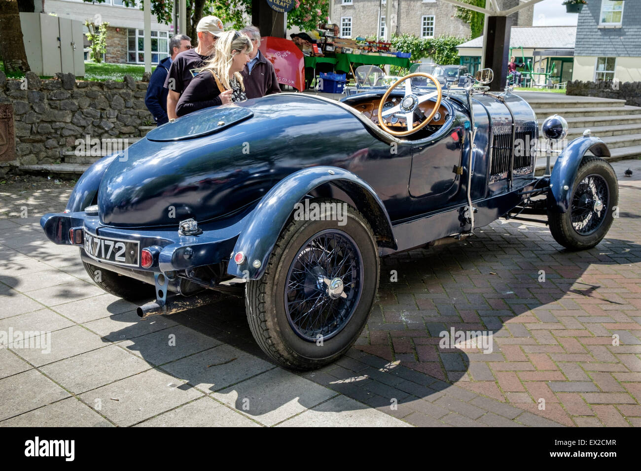 Rear and side view of Blue Hotchkiss Paris Sport 1931 at Kingsbridge ...