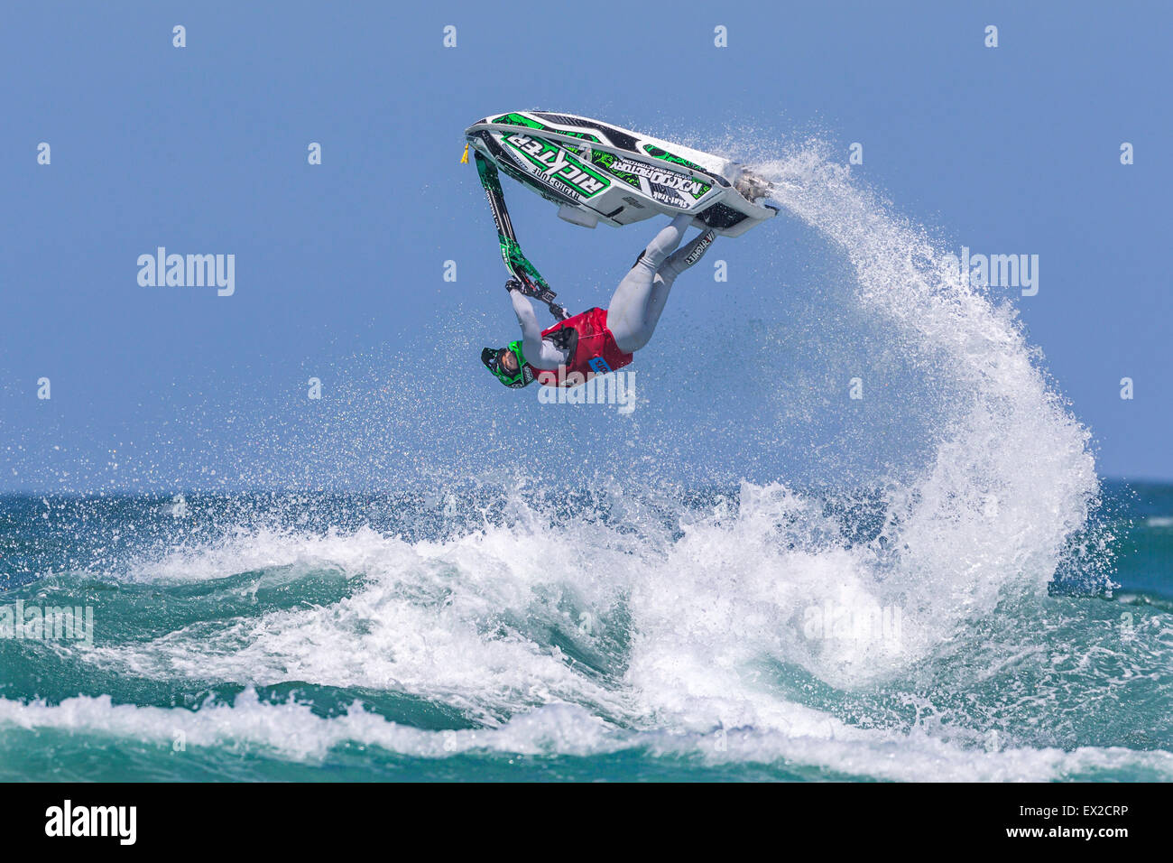 Rider competing at IFWA World Tour Jet Ski Championship 2015, Fistral ...