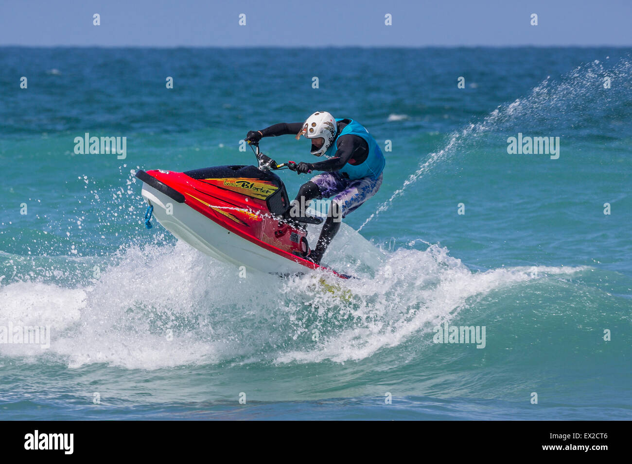 Rider competing at IFWA World Tour Jet Ski Championship 2015, Fistral ...