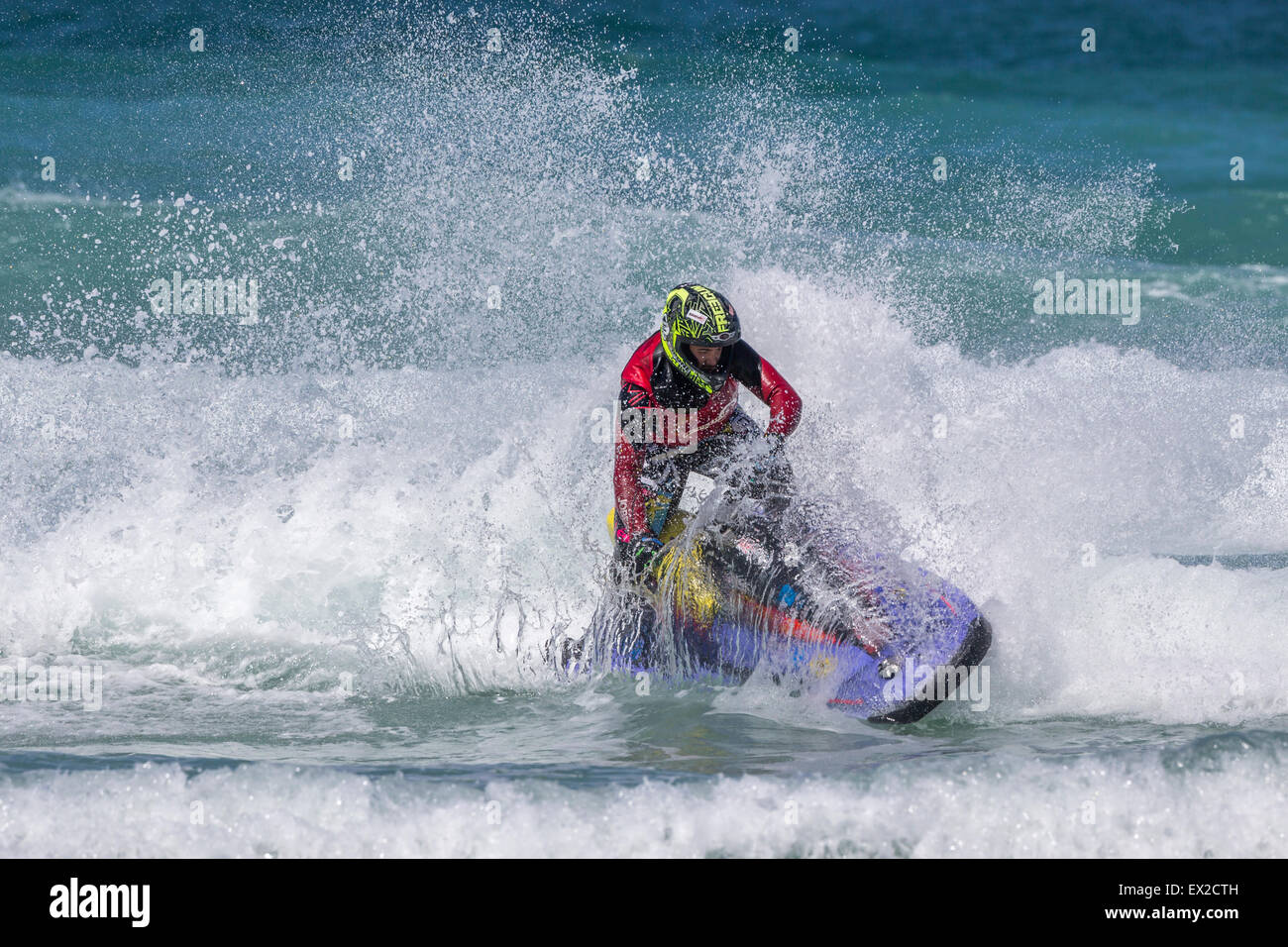Rider competing at IFWA World Tour Jet Ski Championship 2015, Fistral ...