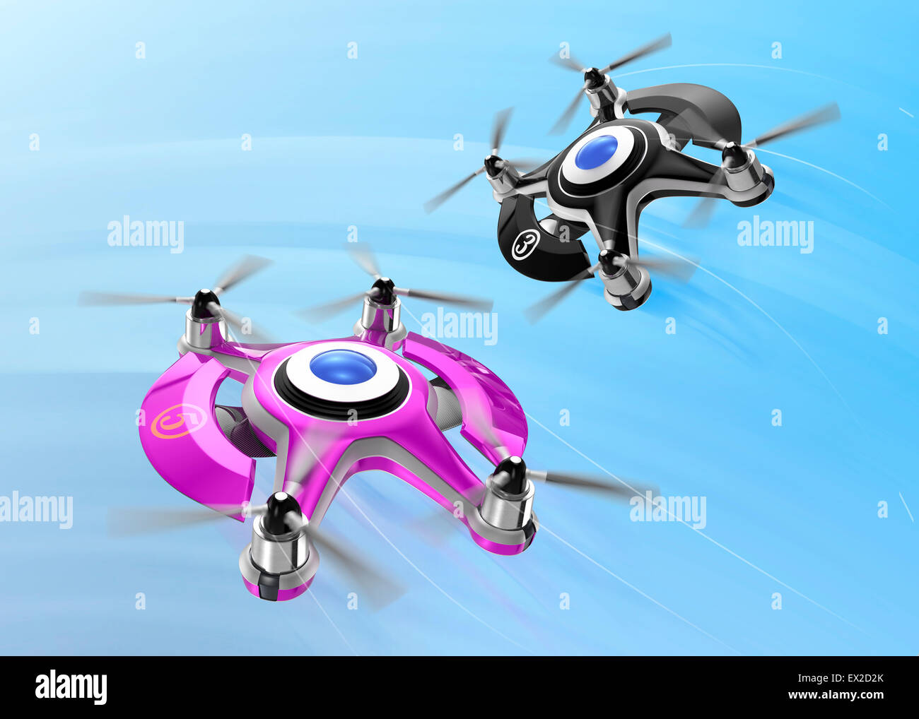 Racing drones chasing in the sky. Original design Stock Photo - Alamy