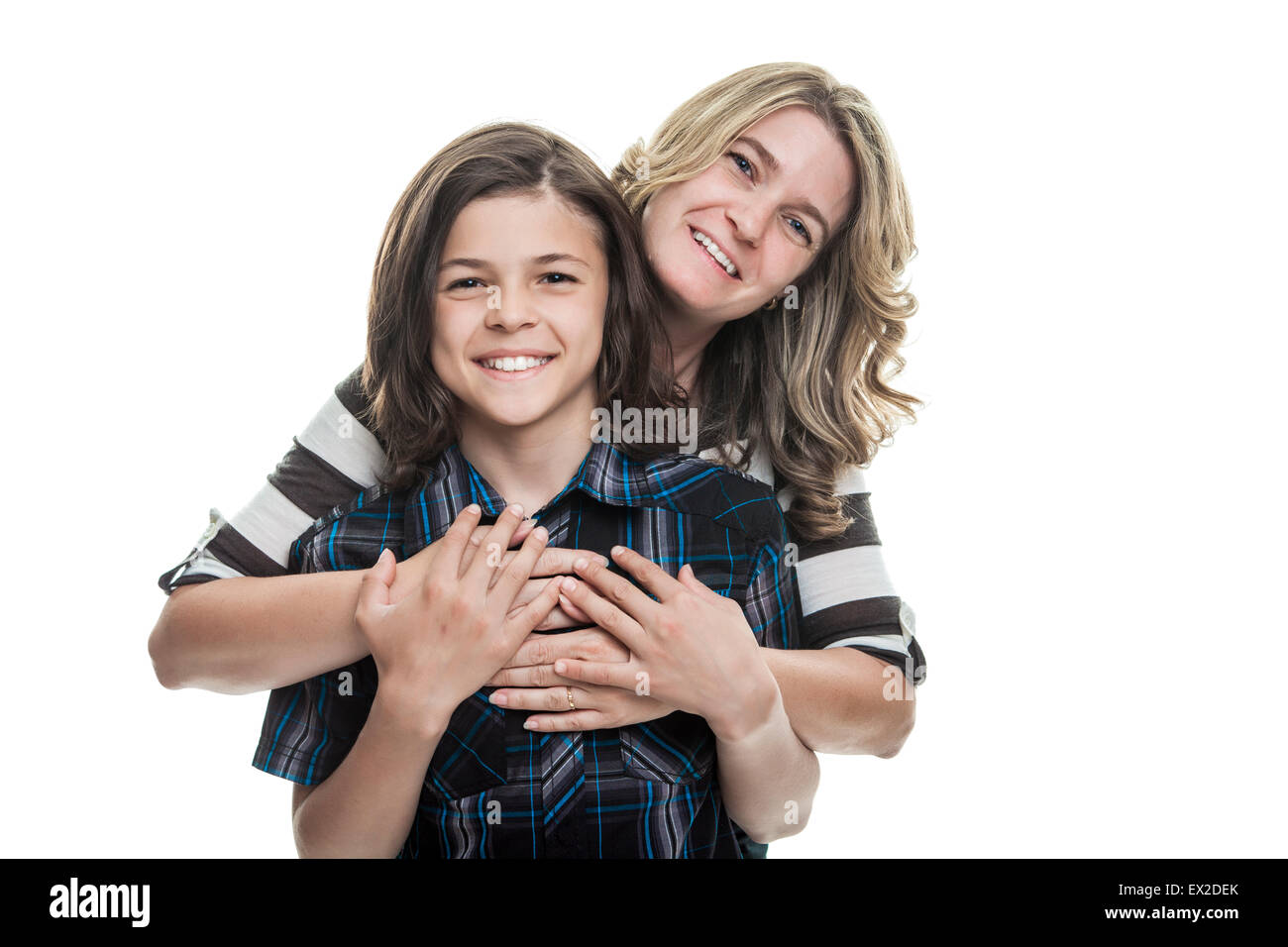 Mother and son portrait studio over a white background Stock Photo - Alamy