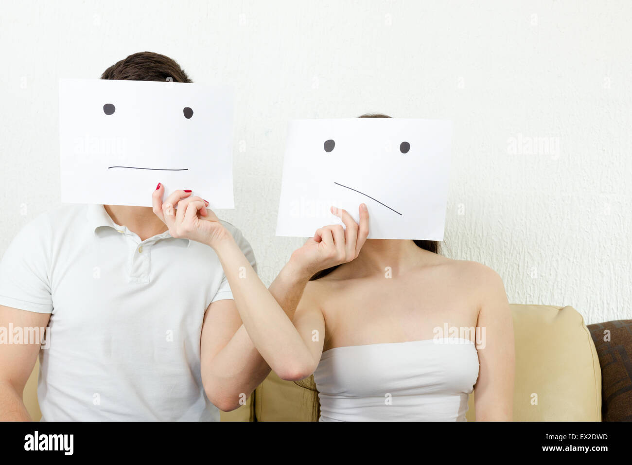 Worrying upset young couple struggle with troubles. Concerned teenagers ...