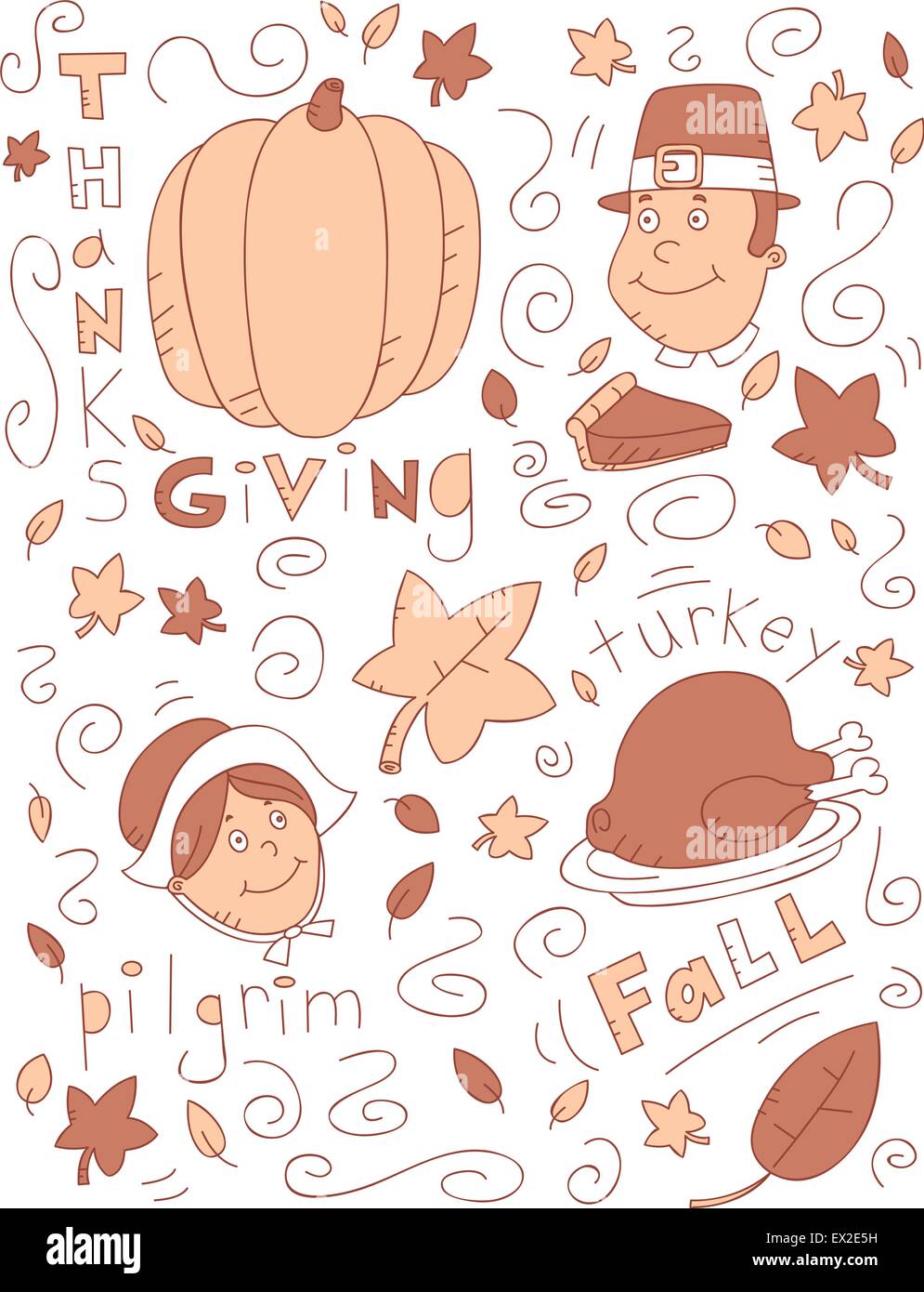 A cartoon doodle with a Thanksgiving theme Stock Vector Image & Art - Alamy