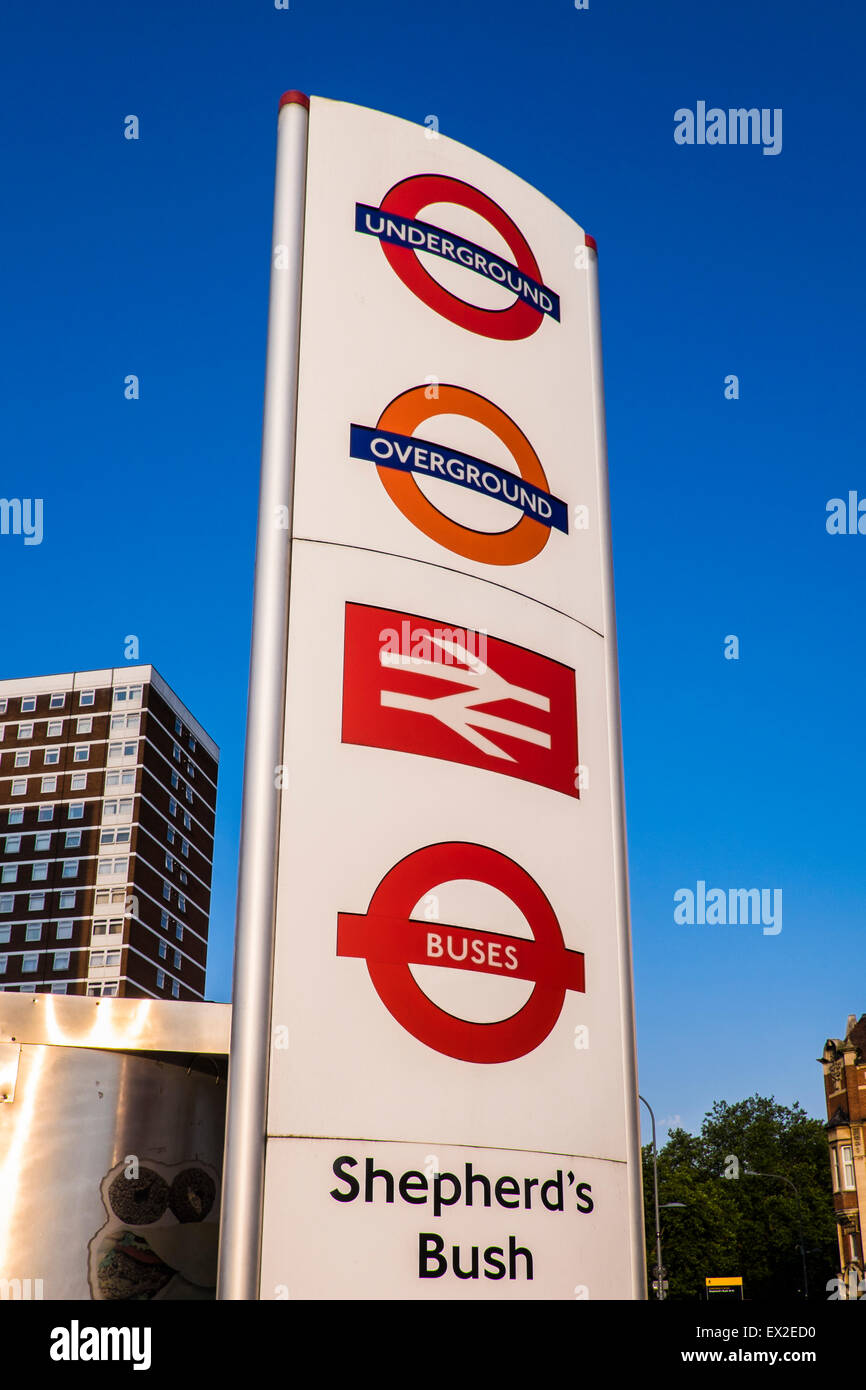 Transport interchange sign at Shepherd's Bush for Underground ...