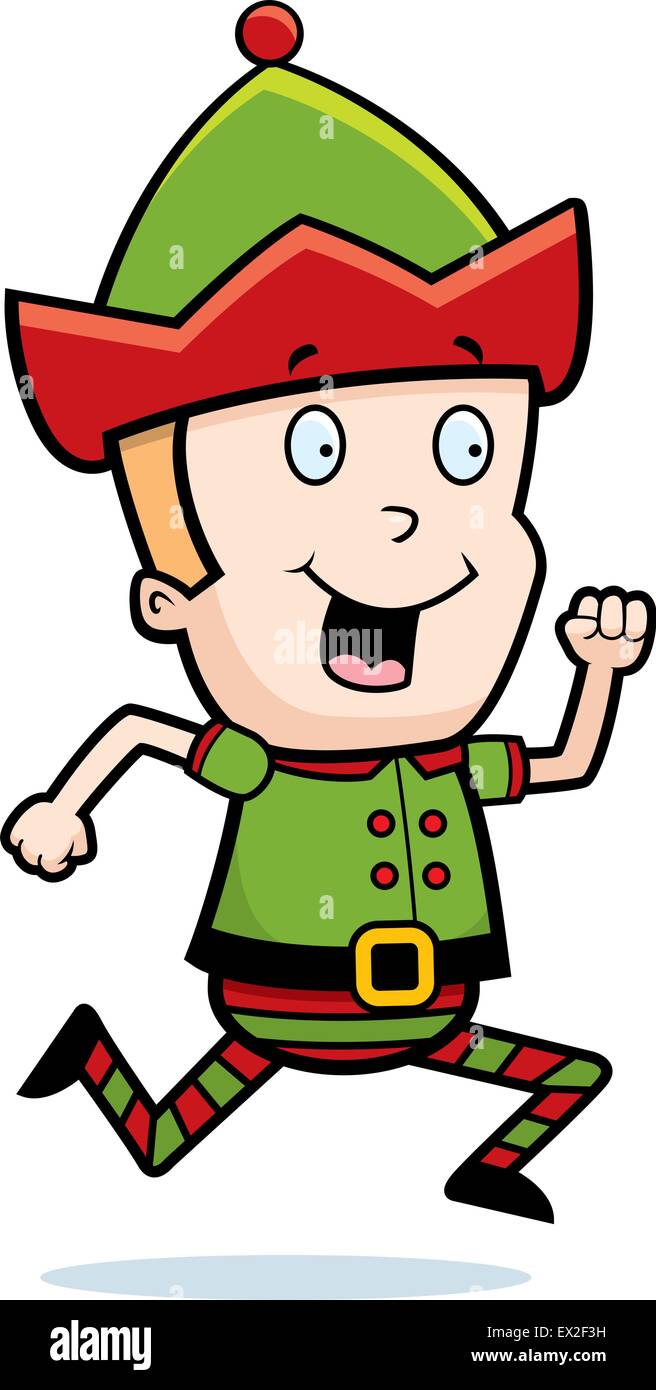 A happy cartoon Christmas elf running and smiling Stock Vector Image ...