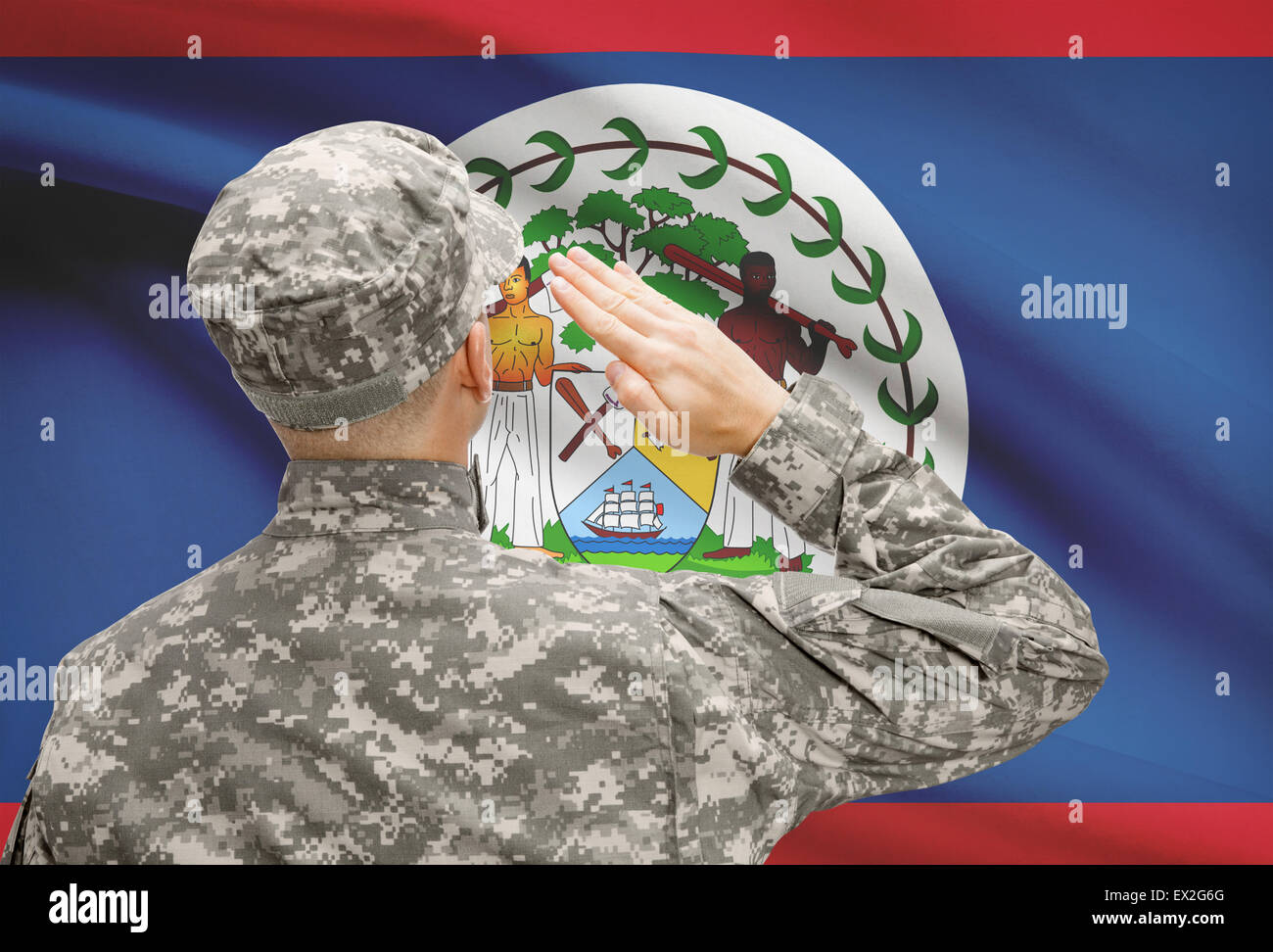National military forces with flag on background conceptual series ...