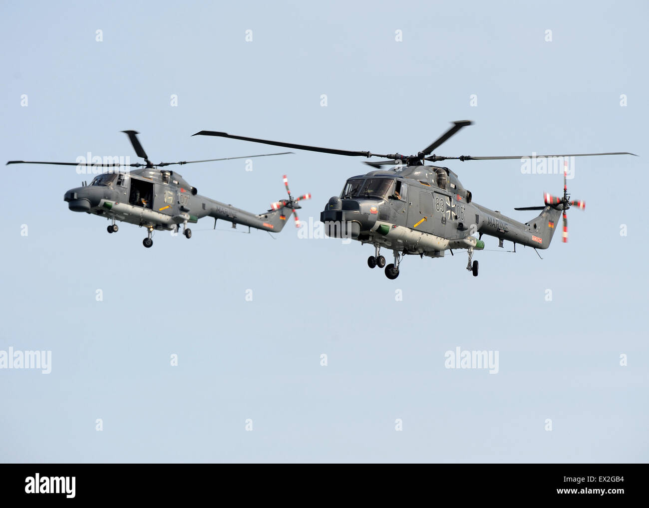 Wilhelmshaven, Germany. 03rd July, 2015. The both deck helicopters of ...