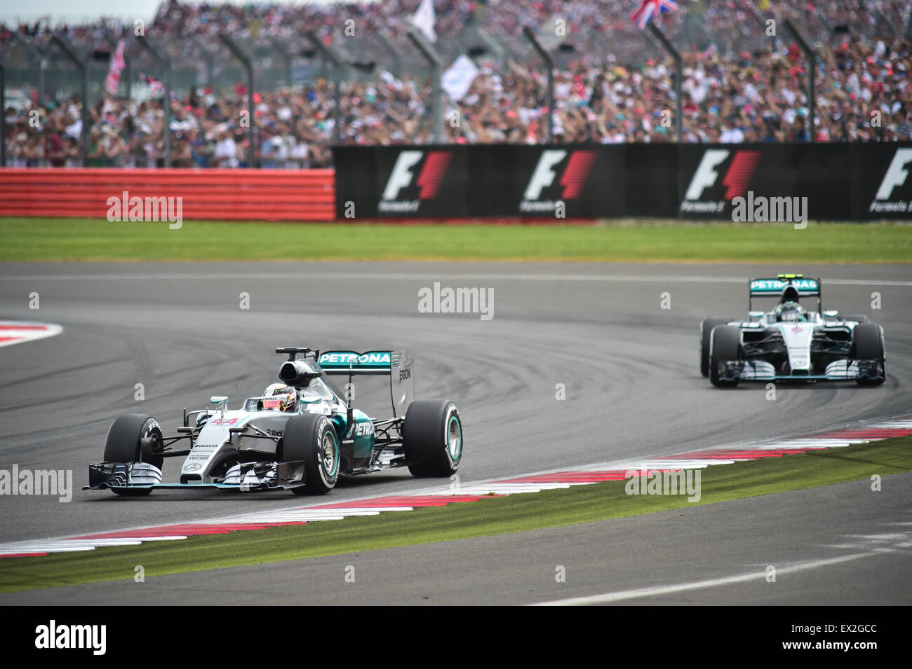 Silverstone, UK. 5th July, 2015. Lewis Hamilton (GBR) Mercedes F1 team ...