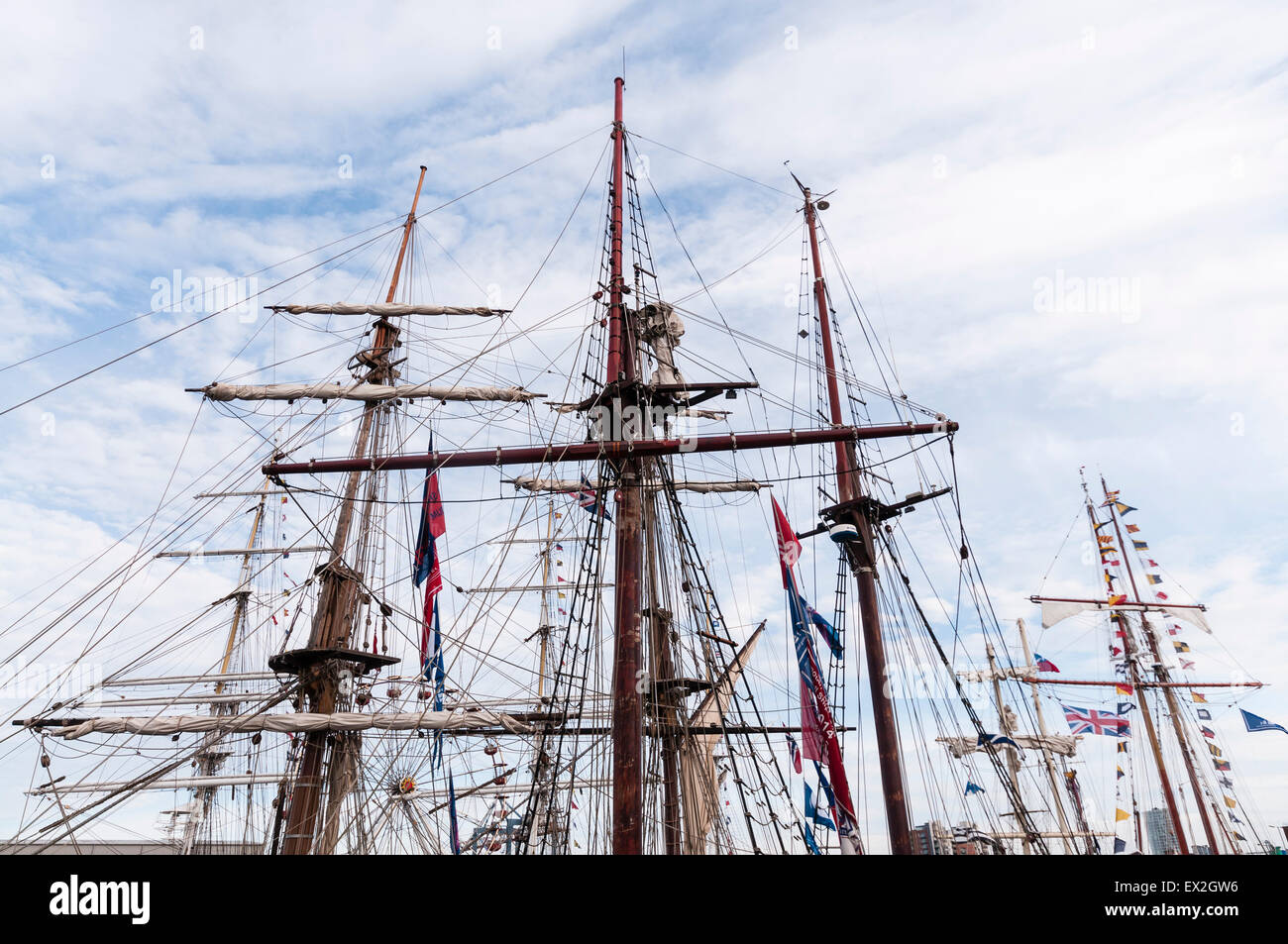 Masts and rigging from a number of Tall Ships Stock Photo - Alamy