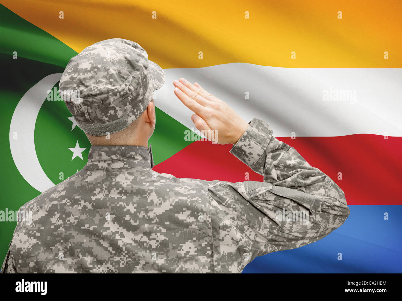 National military forces with flag on background conceptual series ...