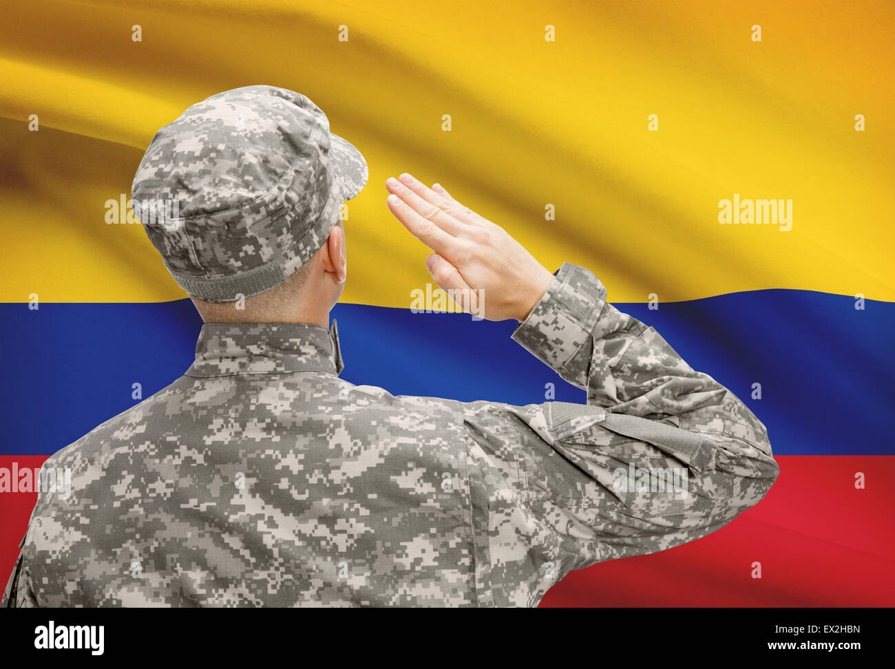 National military forces with flag on background conceptual series ...