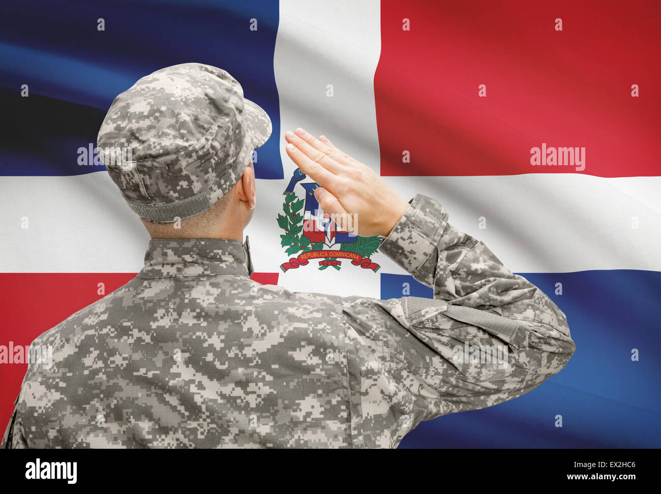National military forces with flag on background conceptual series ...