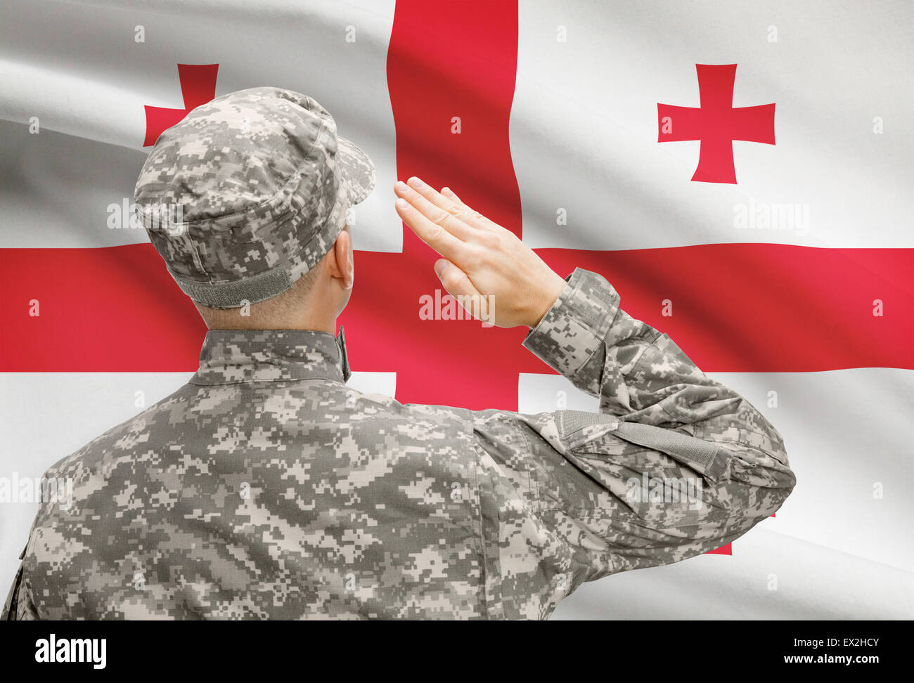 National military forces with flag on background conceptual series ...