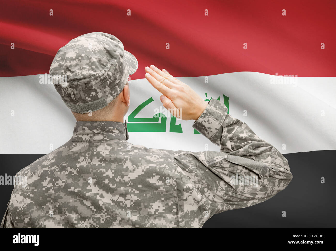 National military forces with flag on background conceptual series ...