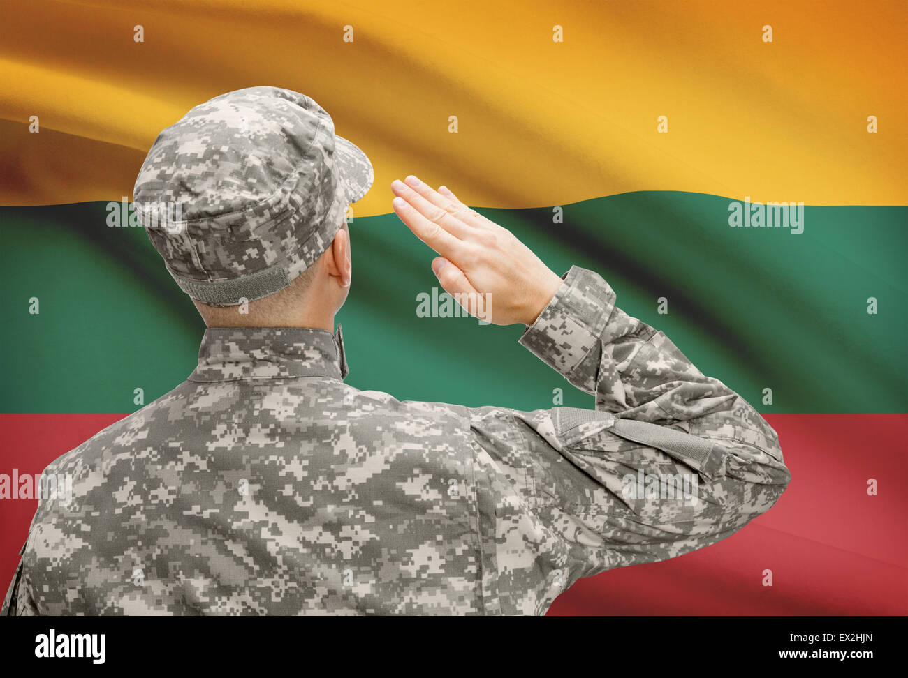 National military forces with flag on background conceptual series ...
