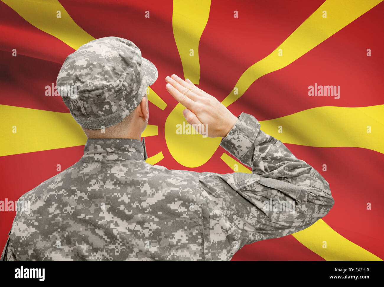 National military forces with flag on background conceptual series ...