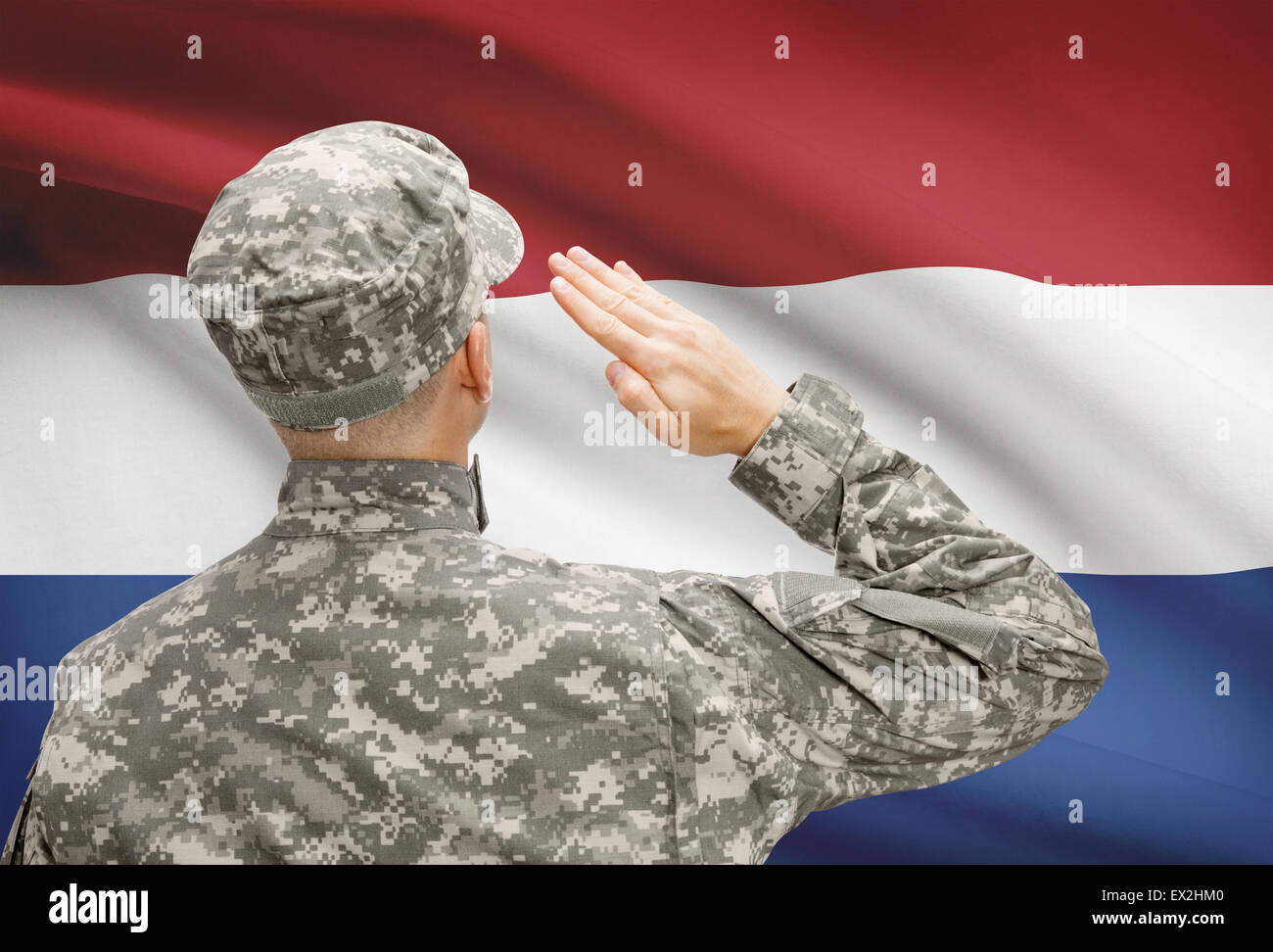 National military forces with flag on background conceptual series ...