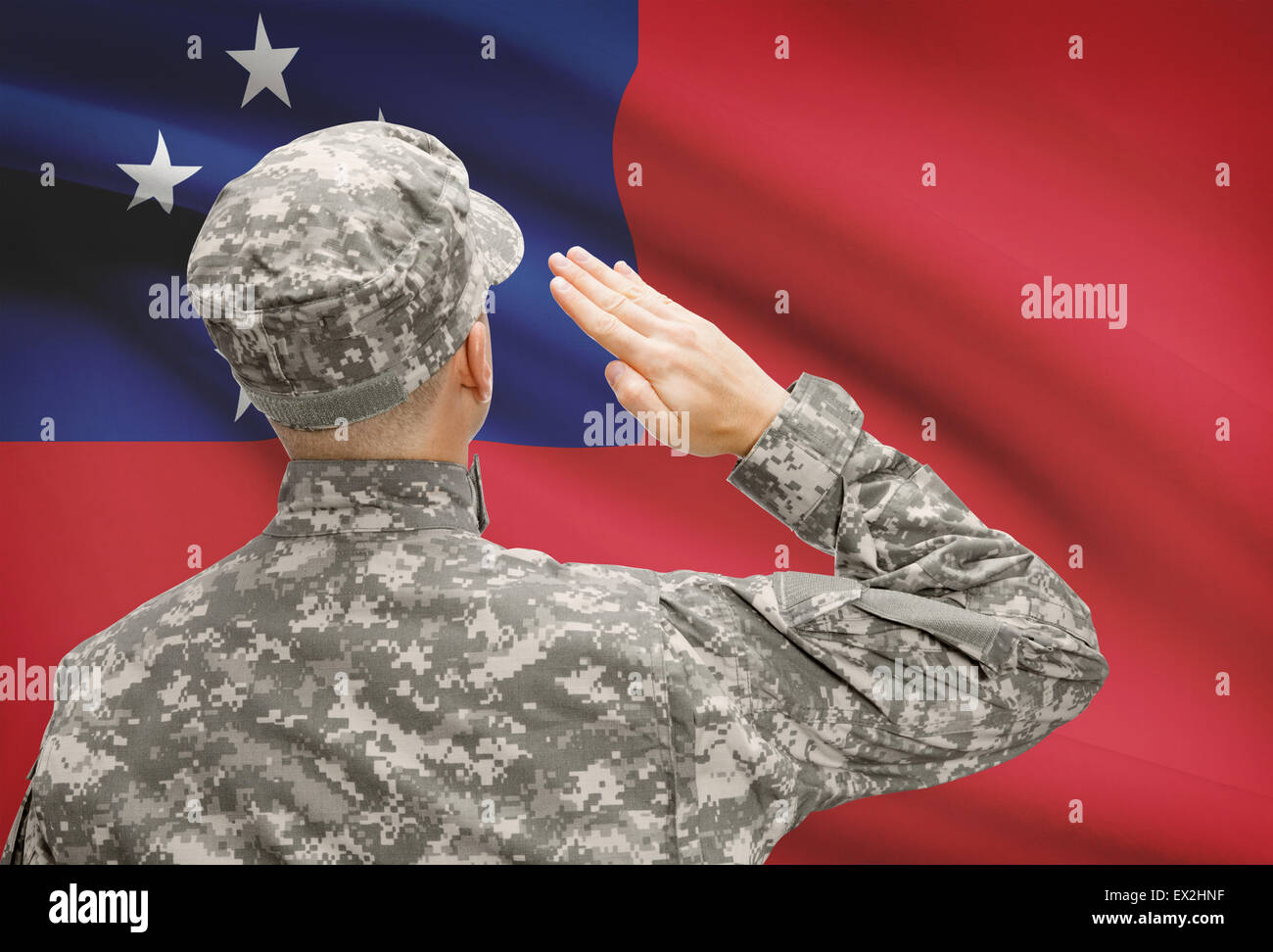 National military forces with flag on background conceptual series ...