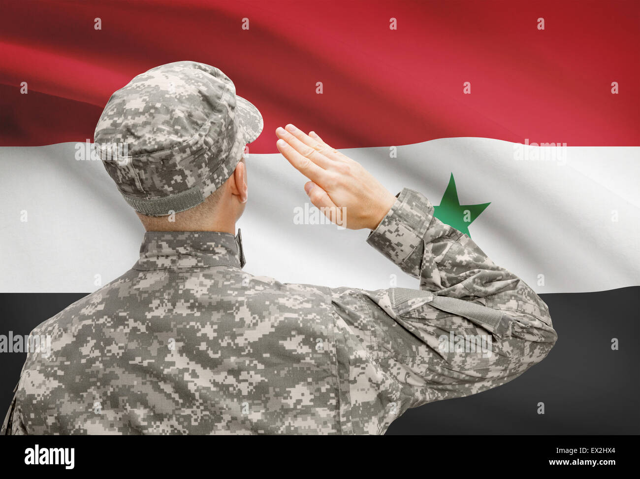 National military forces with flag on background conceptual series ...