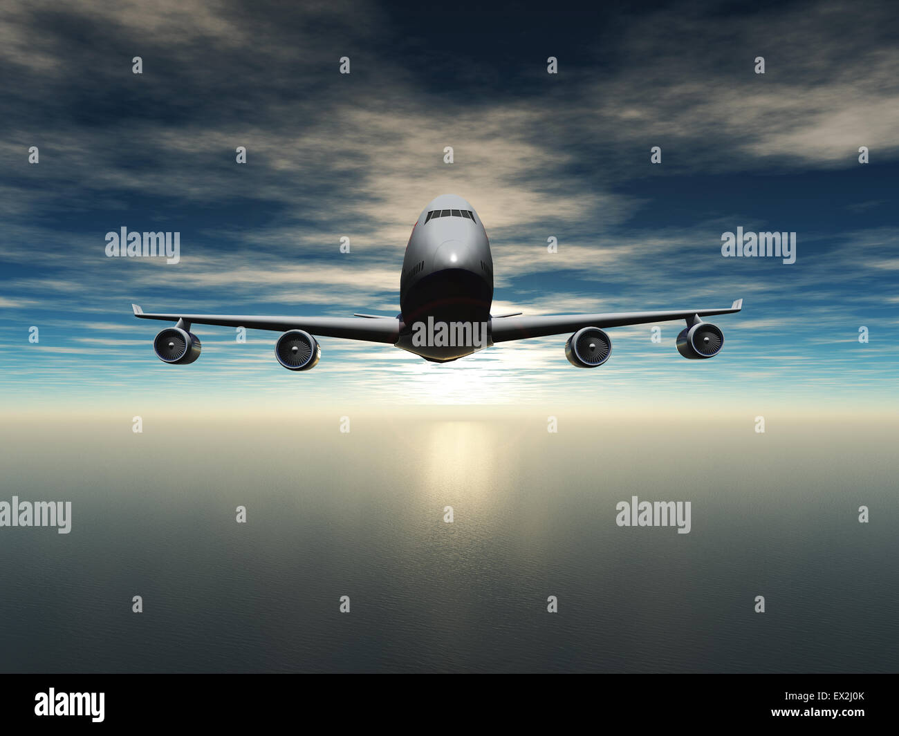 Jet plane flies over ocean hi-res stock photography and images - Alamy