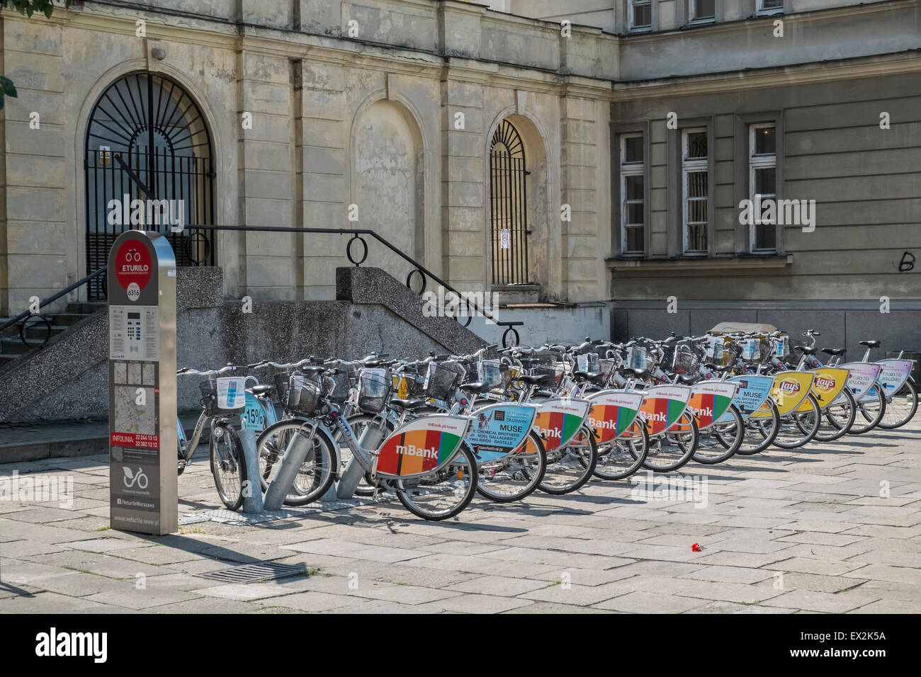 Bicycles available for public hire, Warsaw, Poland Stock Photo - Alamy
