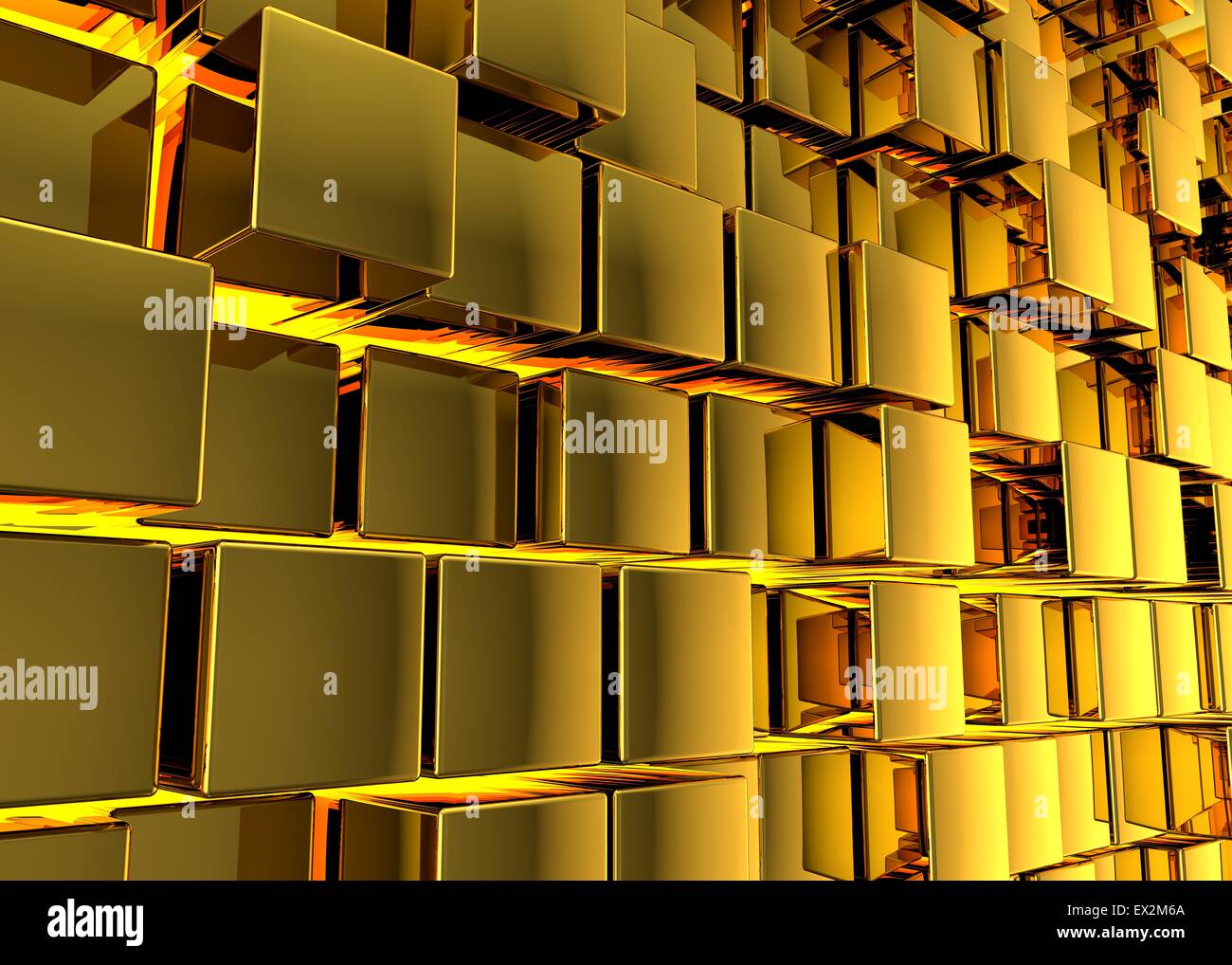 Abstract background. Golden cubes on a yellow background Stock Photo ...