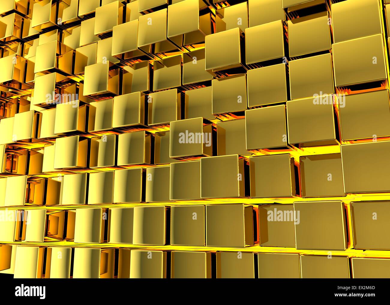 Abstract background. Golden cubes on a yellow background Stock Photo ...