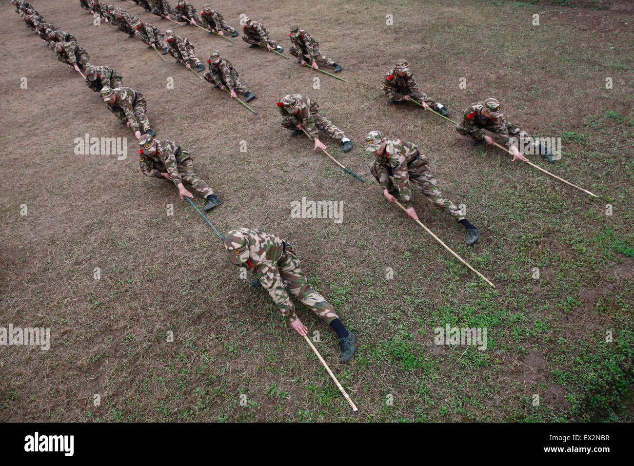 Recruits of Paramilitary policemen attend a training session at a ...