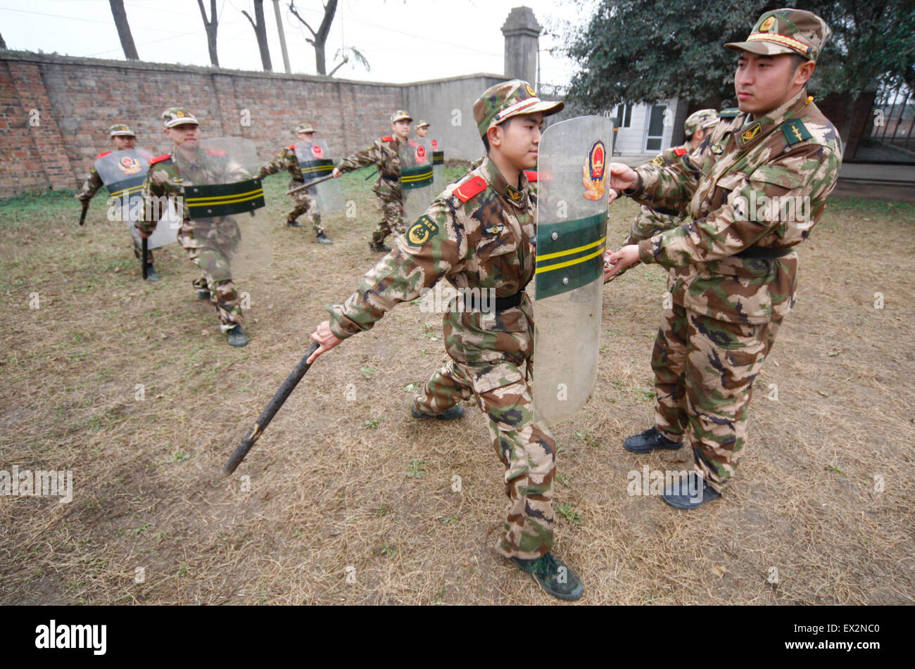 Recruits of Paramilitary policemen attend a training session at a ...