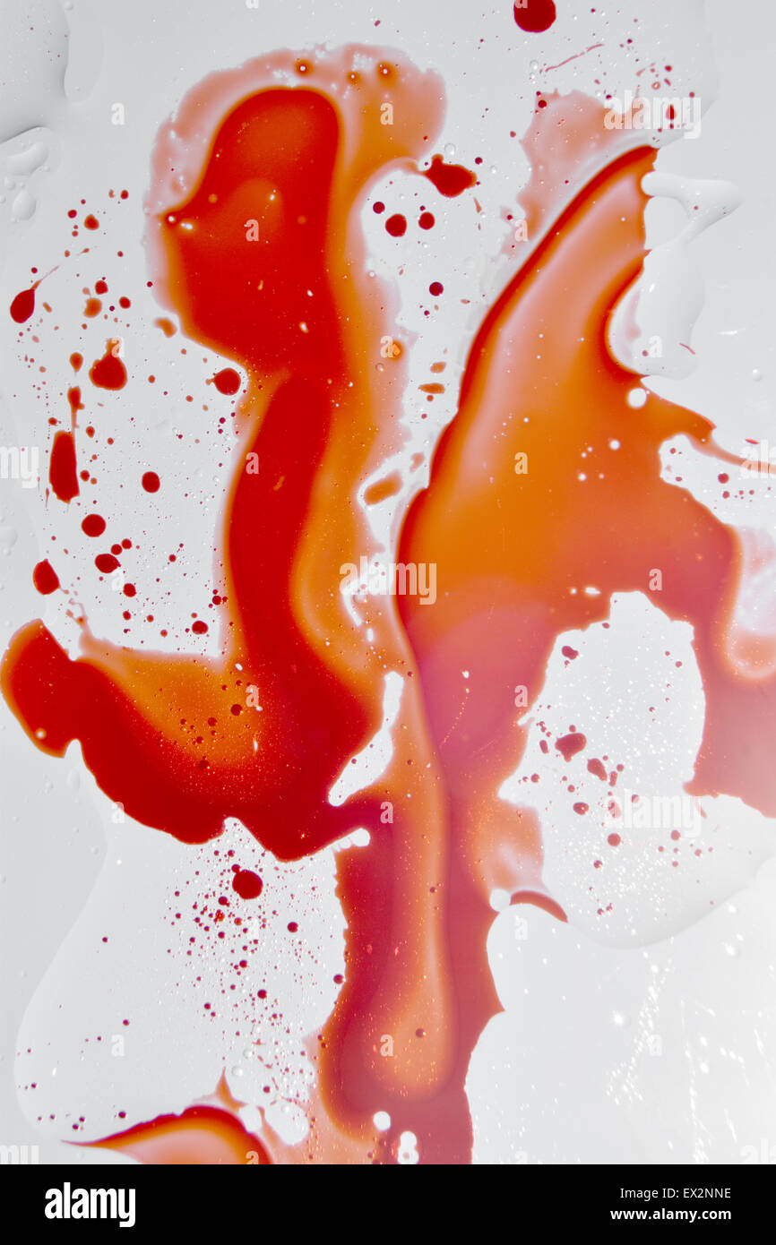 blood spatter, red dye Stock Photo - Alamy