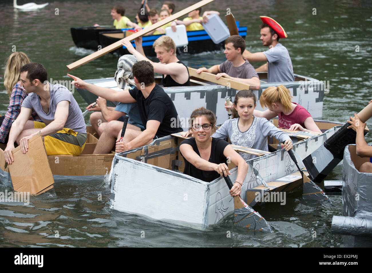 Cambridge University students on the River Cam taking part in Suicide ...